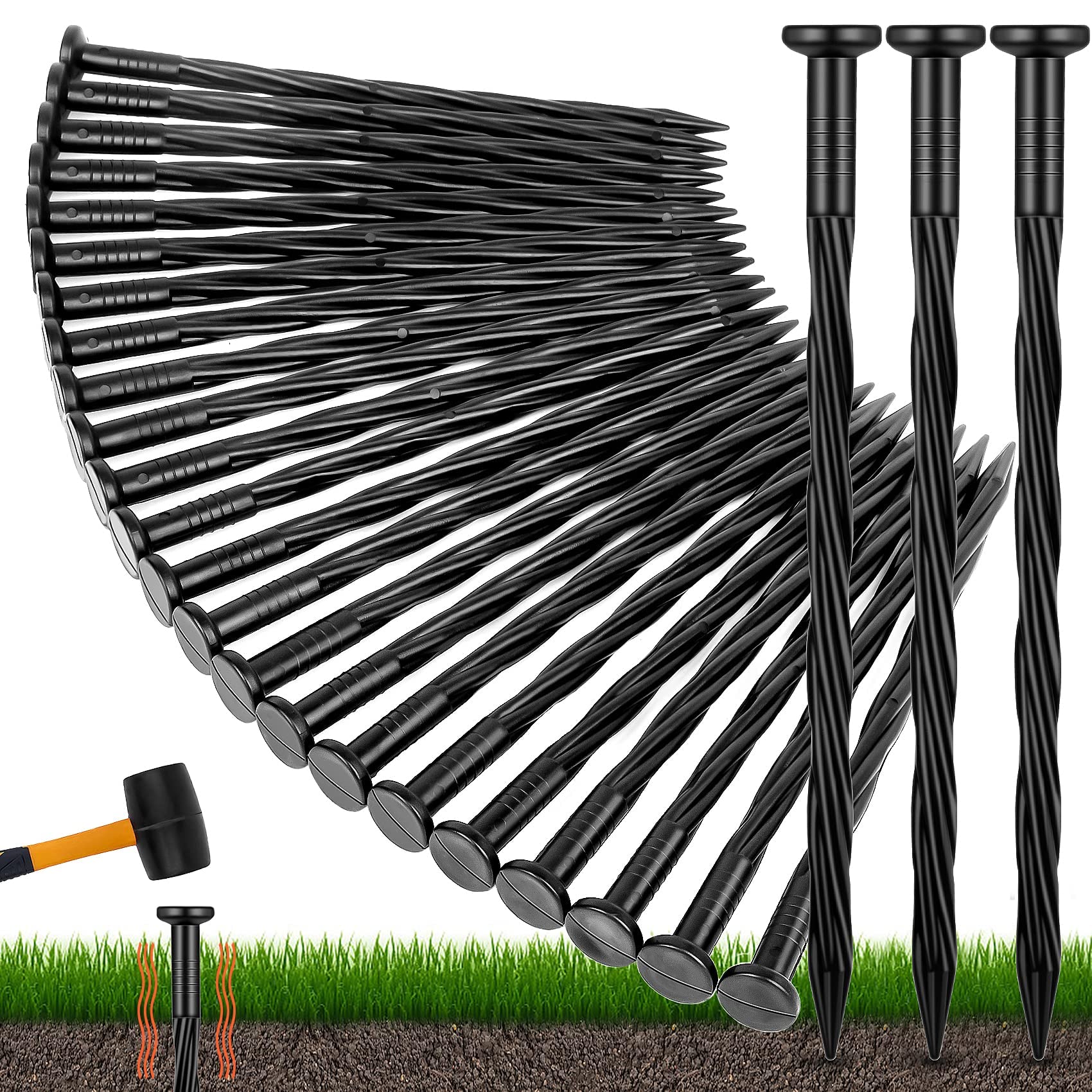 Neuermond 60 Count Plastic Landscape Edging Anchoring Stakes 8-Inch ...