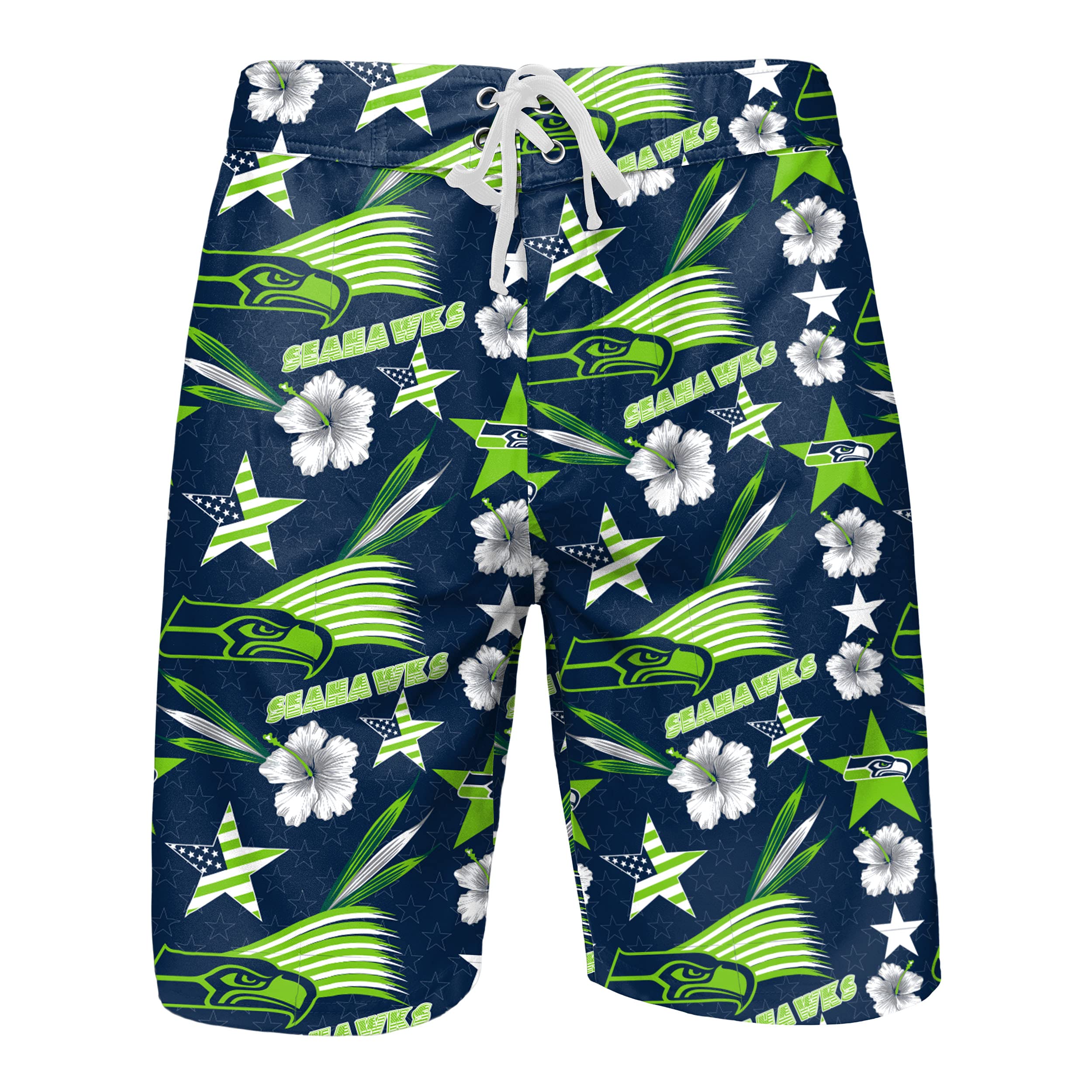 FOcO Mens NFL Team Logo Swim Boardshorts, Americana, Medium
