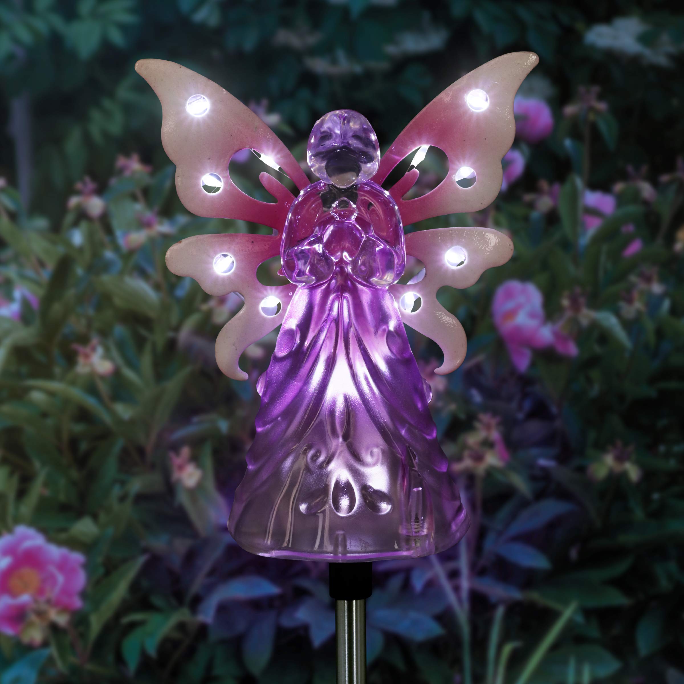 Exhart garden Solar Lights, Decorative Angel garden Stake, 12 LEDs ...
