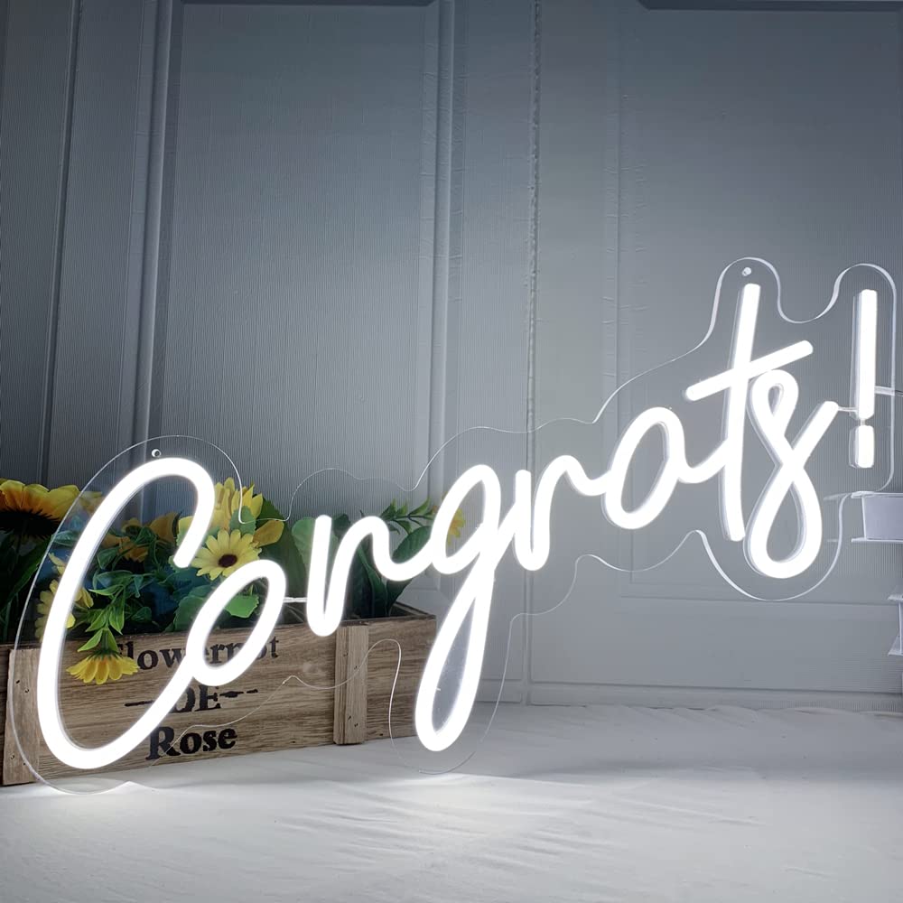 WORLD-DECO DEcO 215x9in congrats LED Neon Sign Dimmable congrats grads ...
