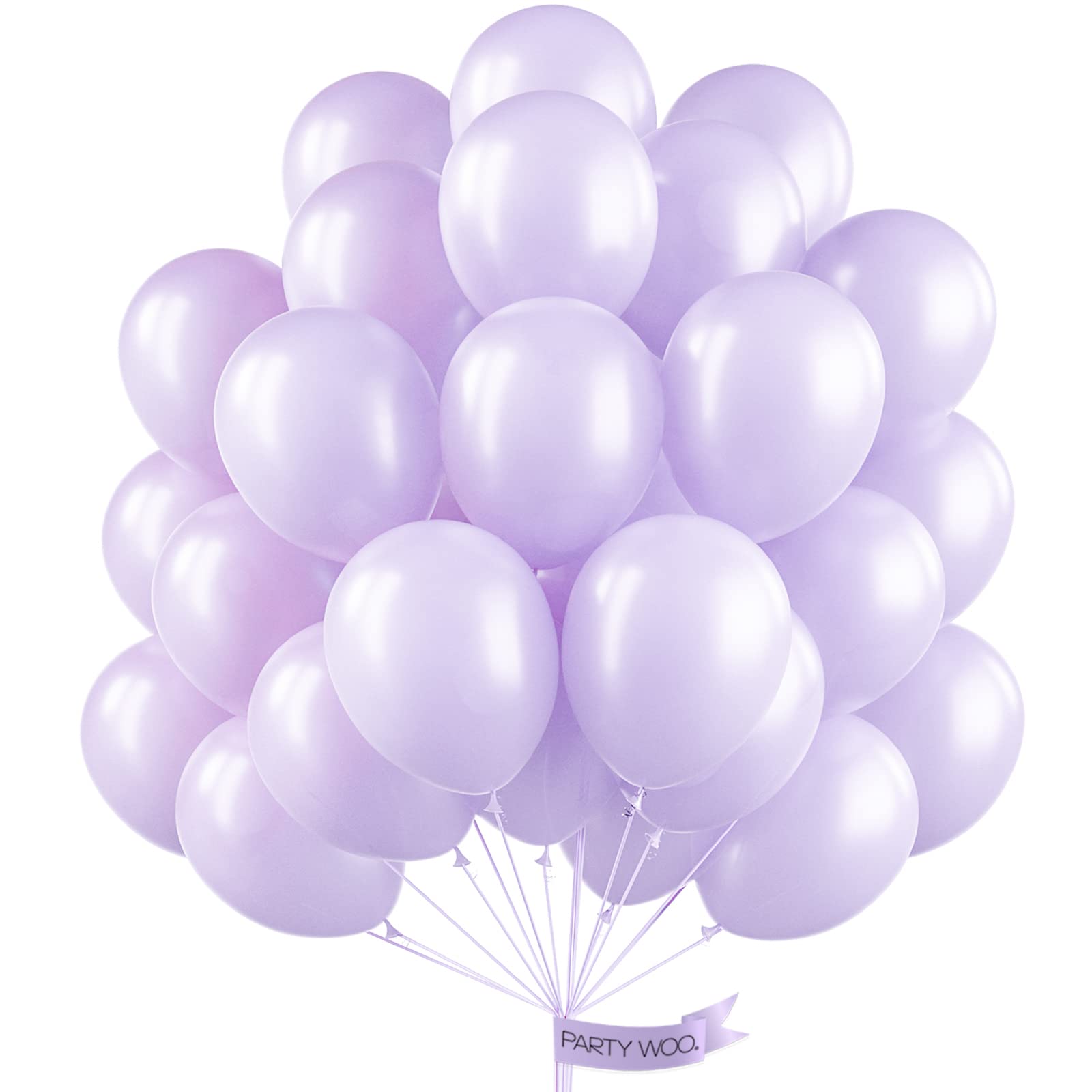 PartyWoo Light Purple Balloons, 50 pcs 12 Inch Pearl Light Purple Balloons, Purple Balloons for ...