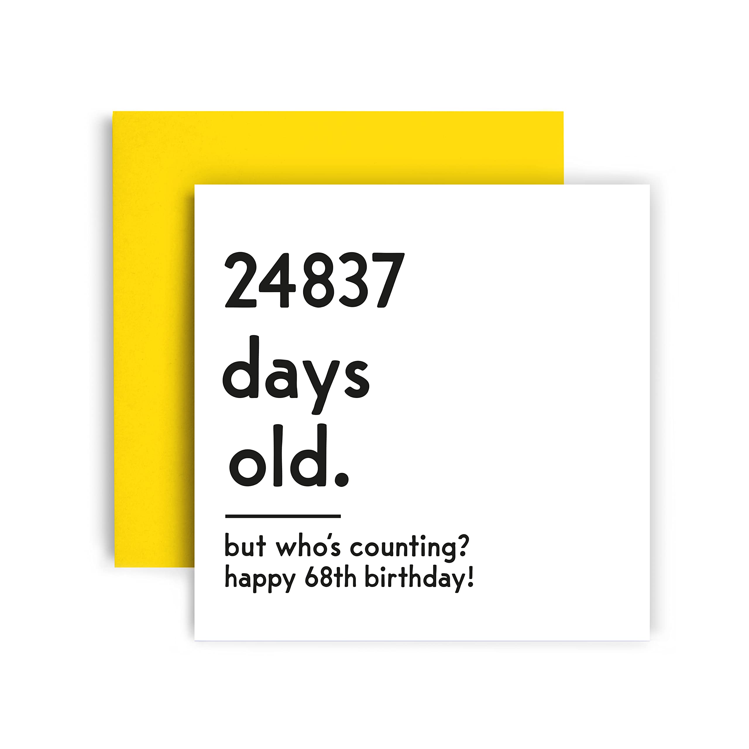 Huxters Funny Birthday card - Happy 68th Birthday card Day counting ...