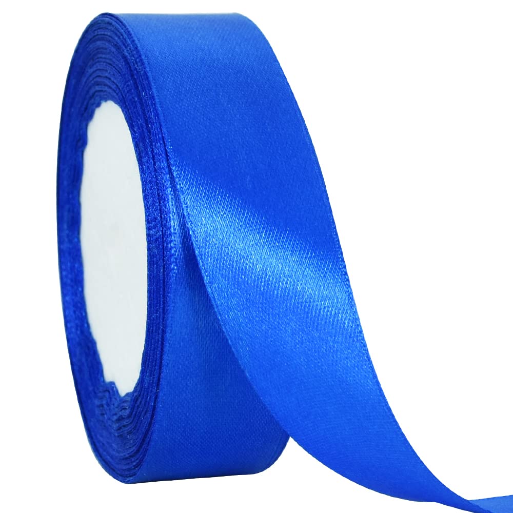 TONIFUL Royal Blue Satin Ribbon 1 Inch X 25yds Solid Silk Ribbons for ...