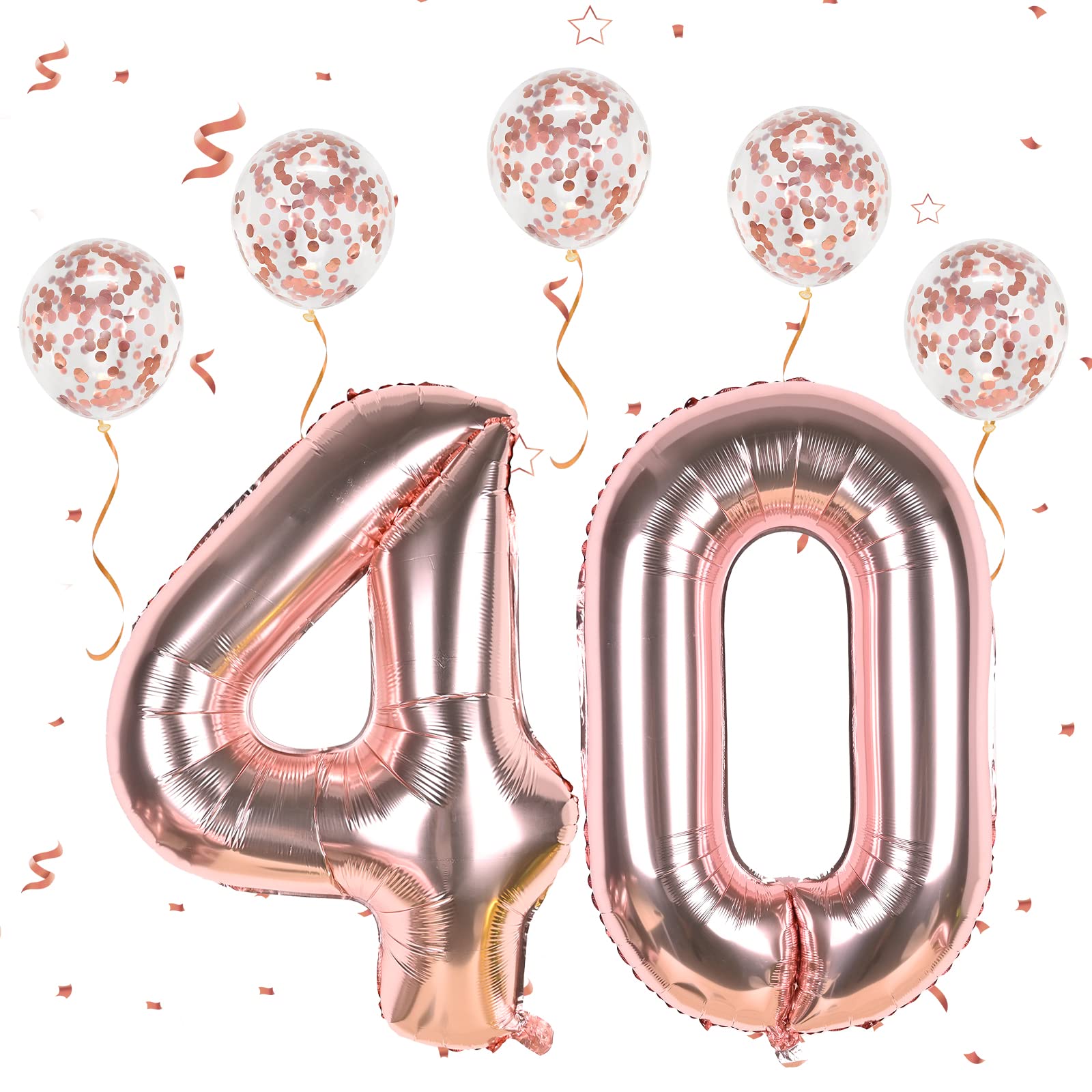FEYG Number Balloons 40 Rose gold, 40 Inch Large Number 40 Birthday ...