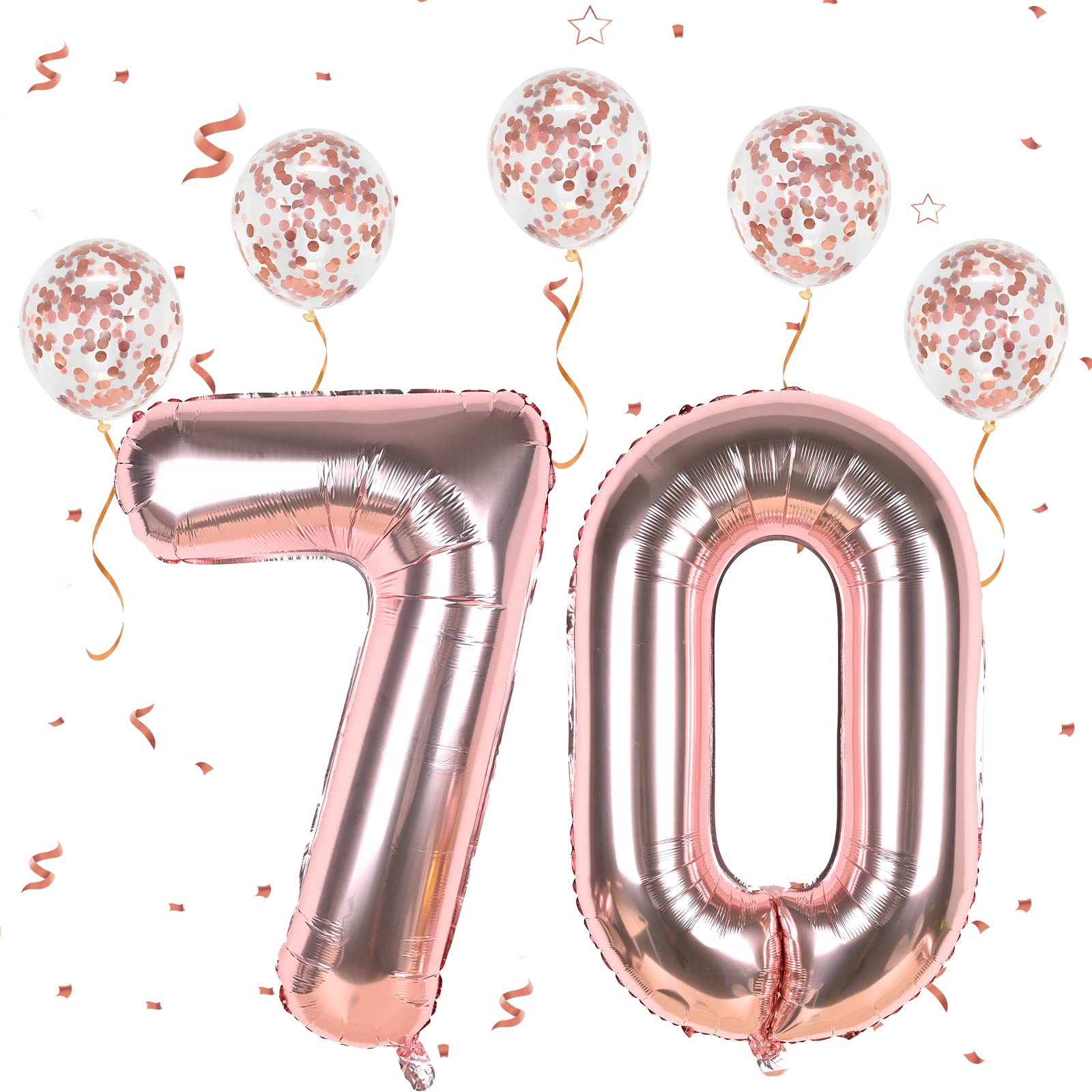 FEYG Number Balloons 70 Rose gold, 40 Inch Large Number 70 Birthday ...