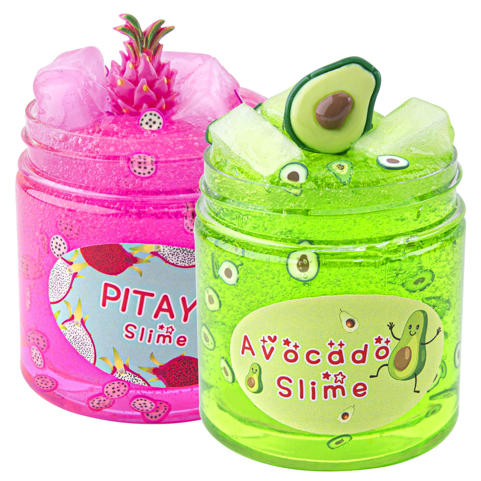 LAWOHO 2 Pack 100ml crystal Slime, 68 oz clear Jelly cube glimmer ...