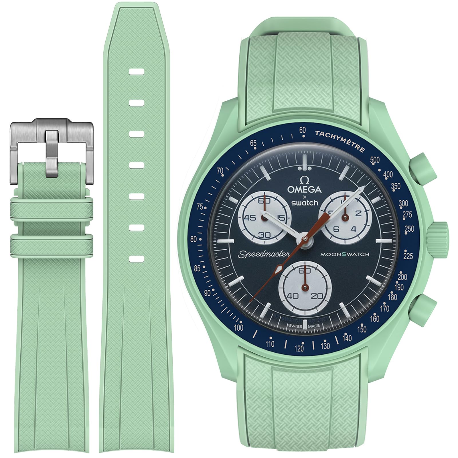 Stanchev Bands for Moonswatch Watch,curved No gap Soft Silicone Strap ...