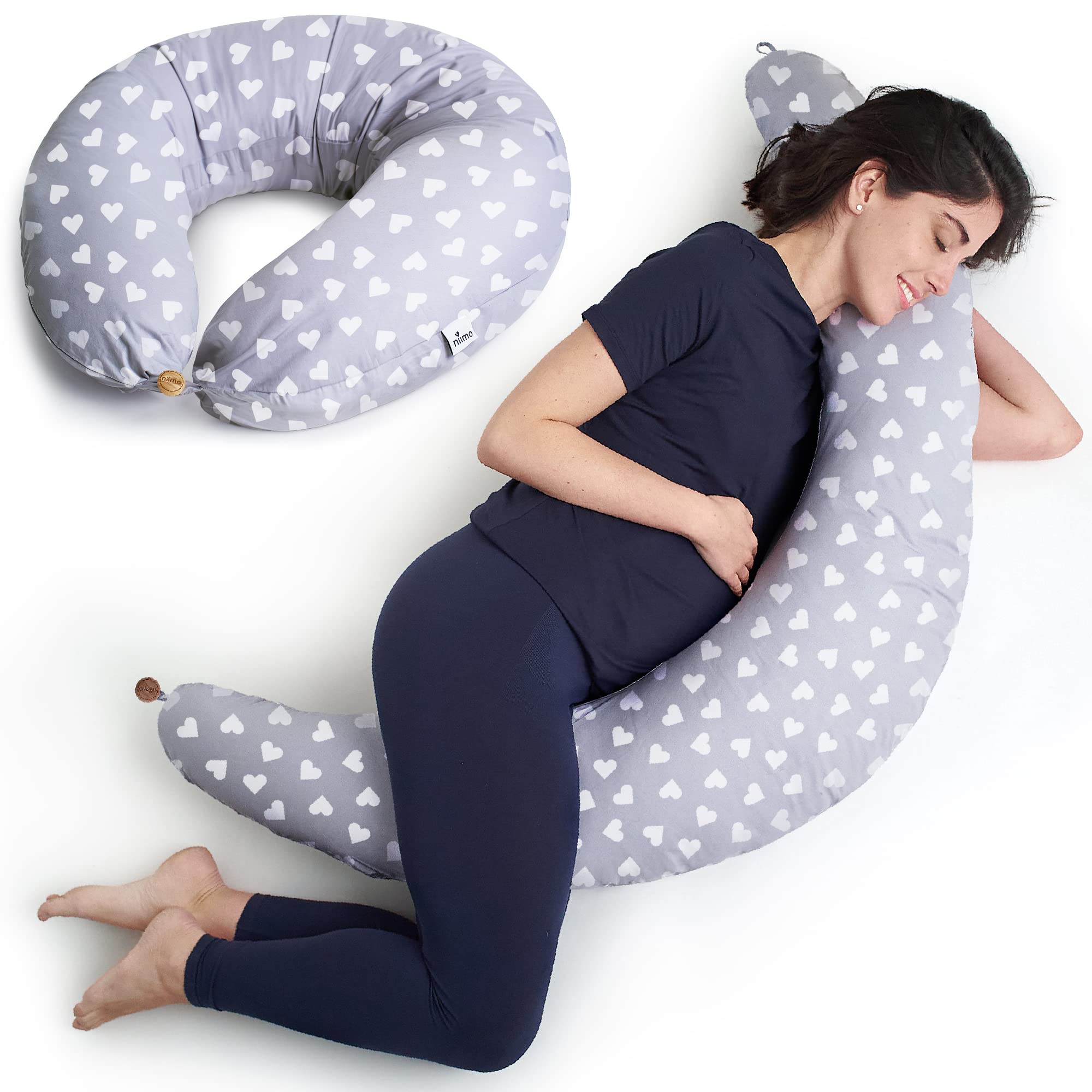 Niimo Pregnancy Body Pillow for Sleeping - J Shape Full Body Pillow ...