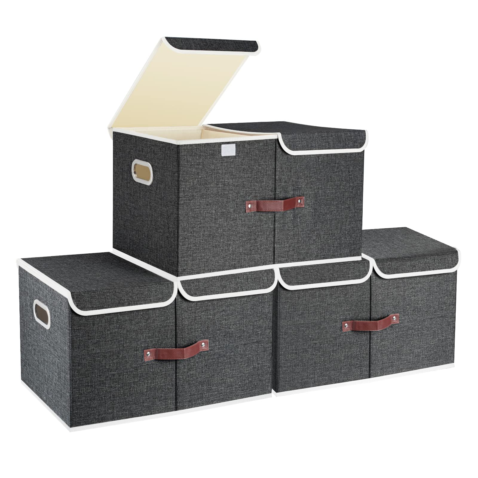 TYEERS Extra Large collapsible Storage Bins with Lids and compartments ...