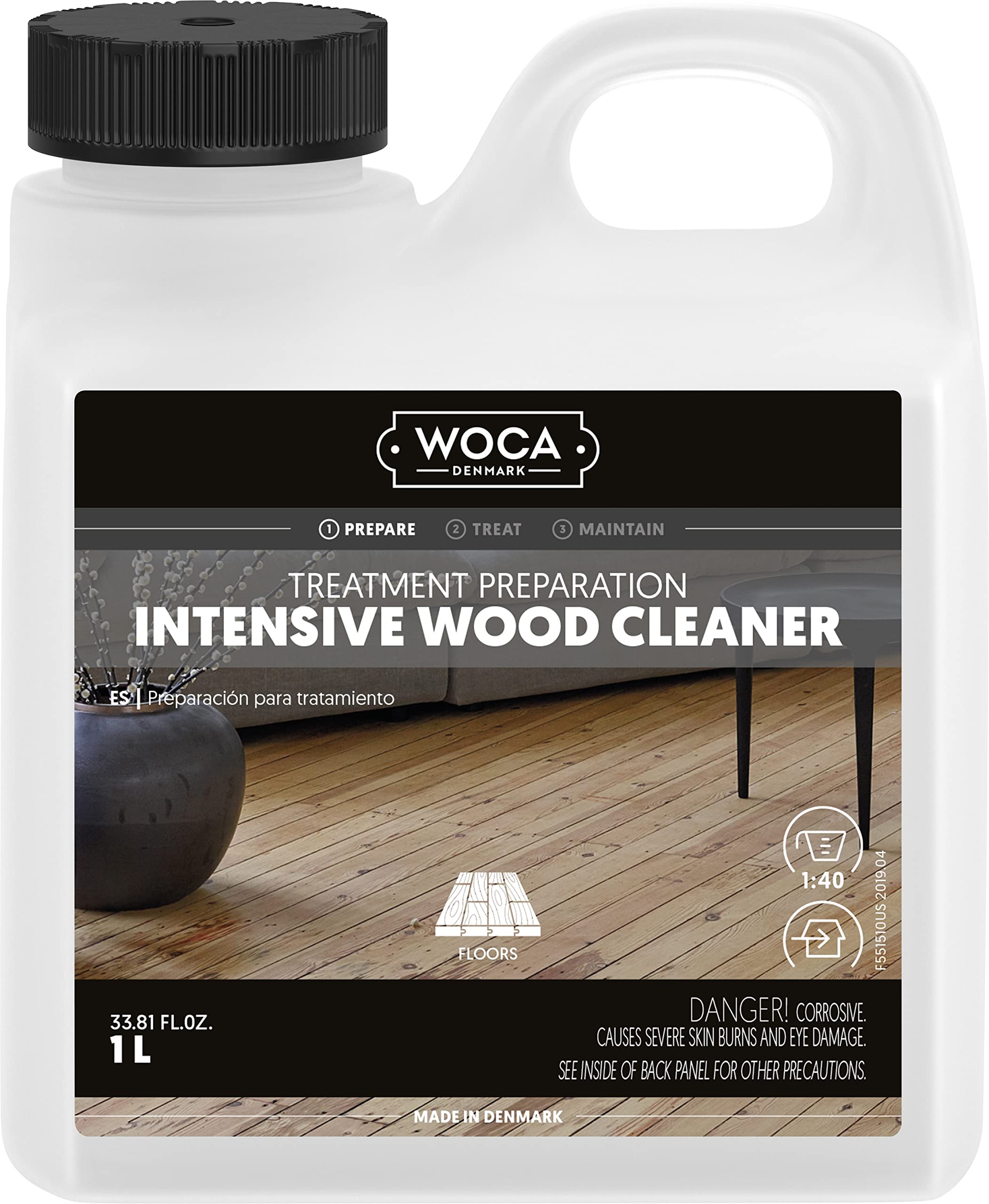 Woca Denmark WOcA Intensive Wood cleaner 1 L is a concentrated formula for the preparing and ...