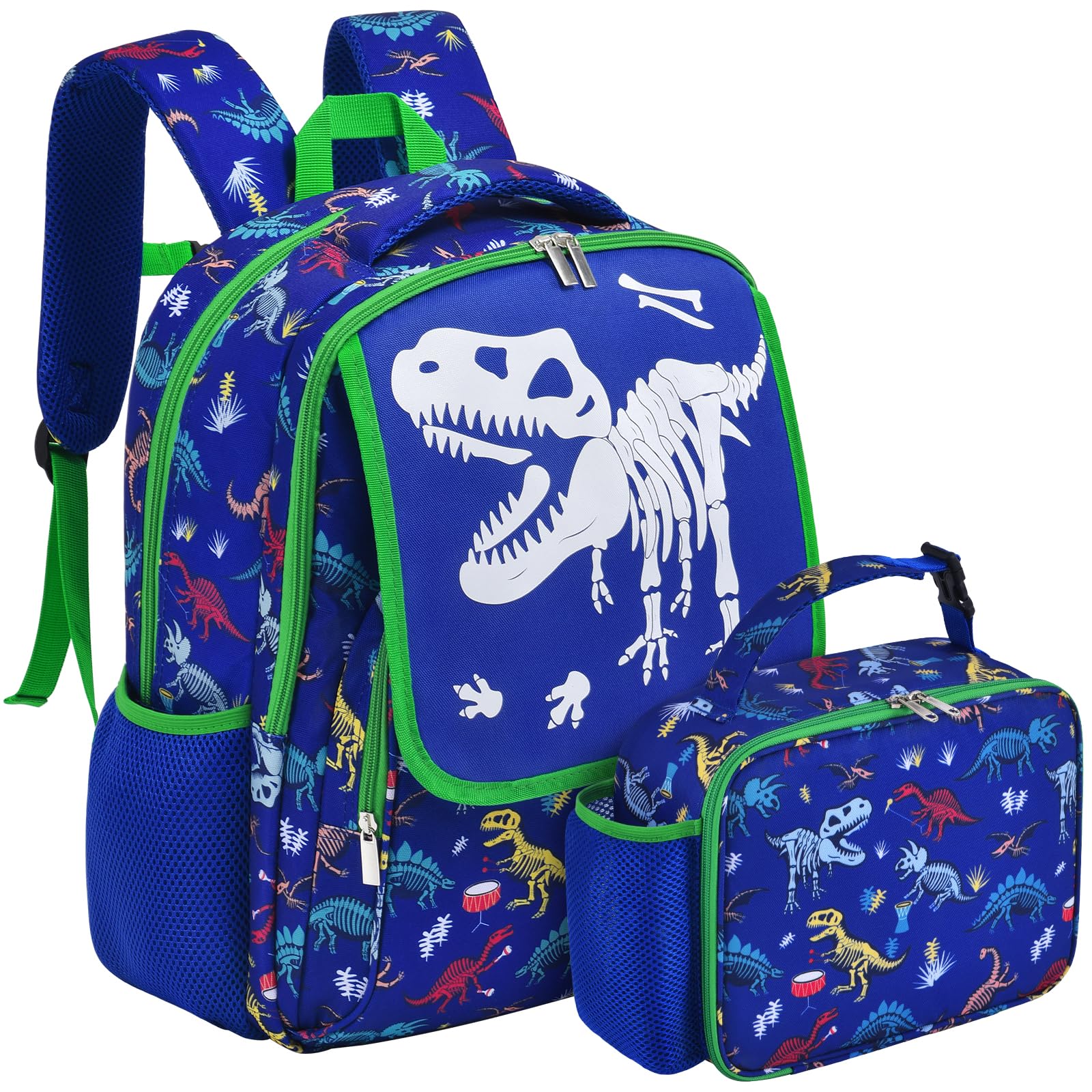 WERNNSAI Luminous Dinosaur Backpack Set for Boys - Boy School Backpack ...