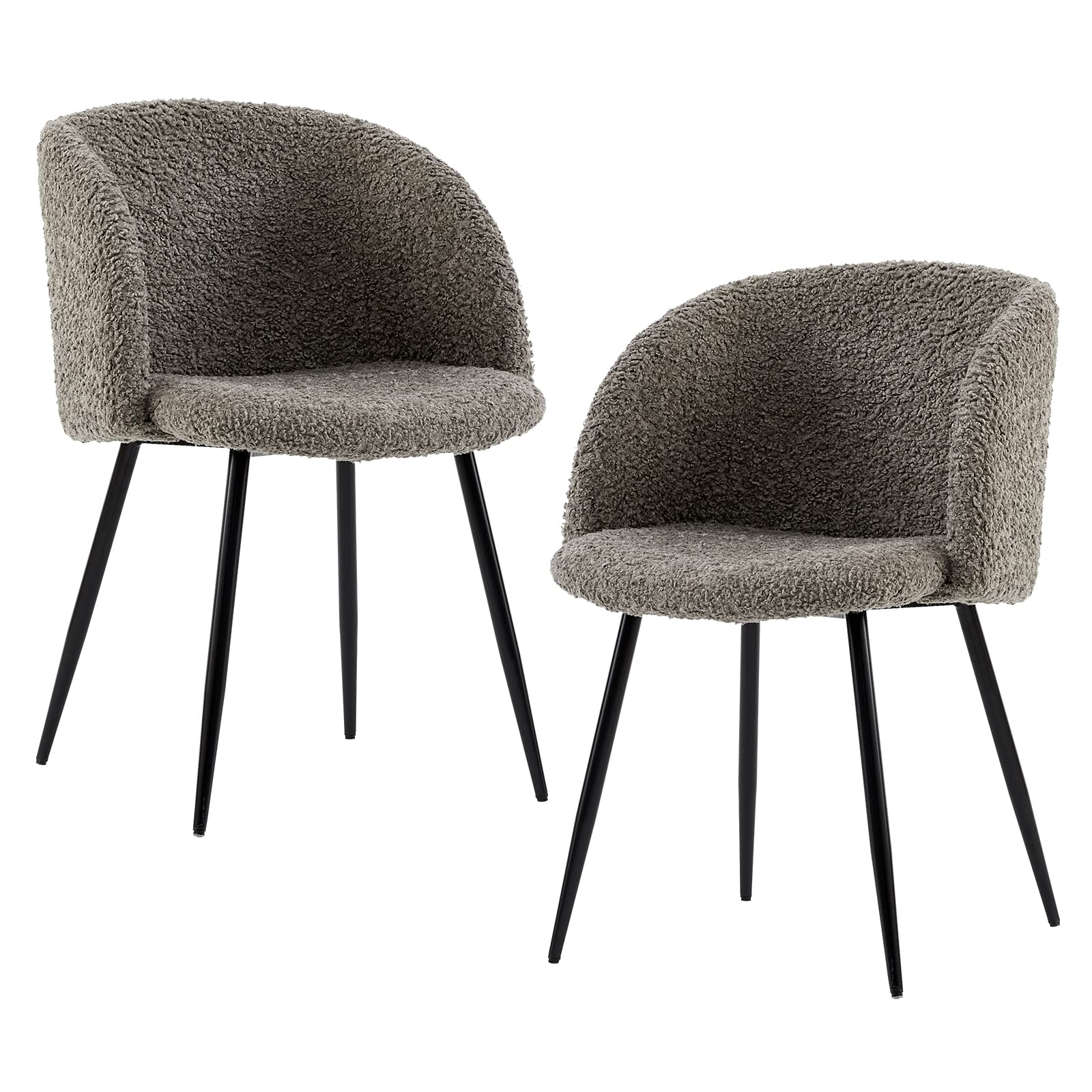 NIOIIKIT Sherpa Dining Chairs Set of 2, Upholstered Living Room Chairs ...