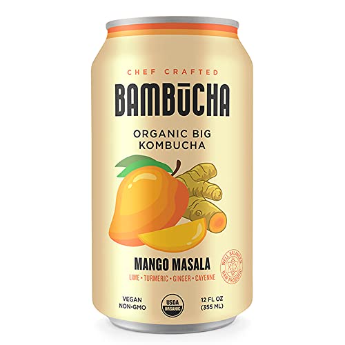 Bambucha Kombucha Mango Masala 12 Pack case chef crafted Flavor, 100% ...