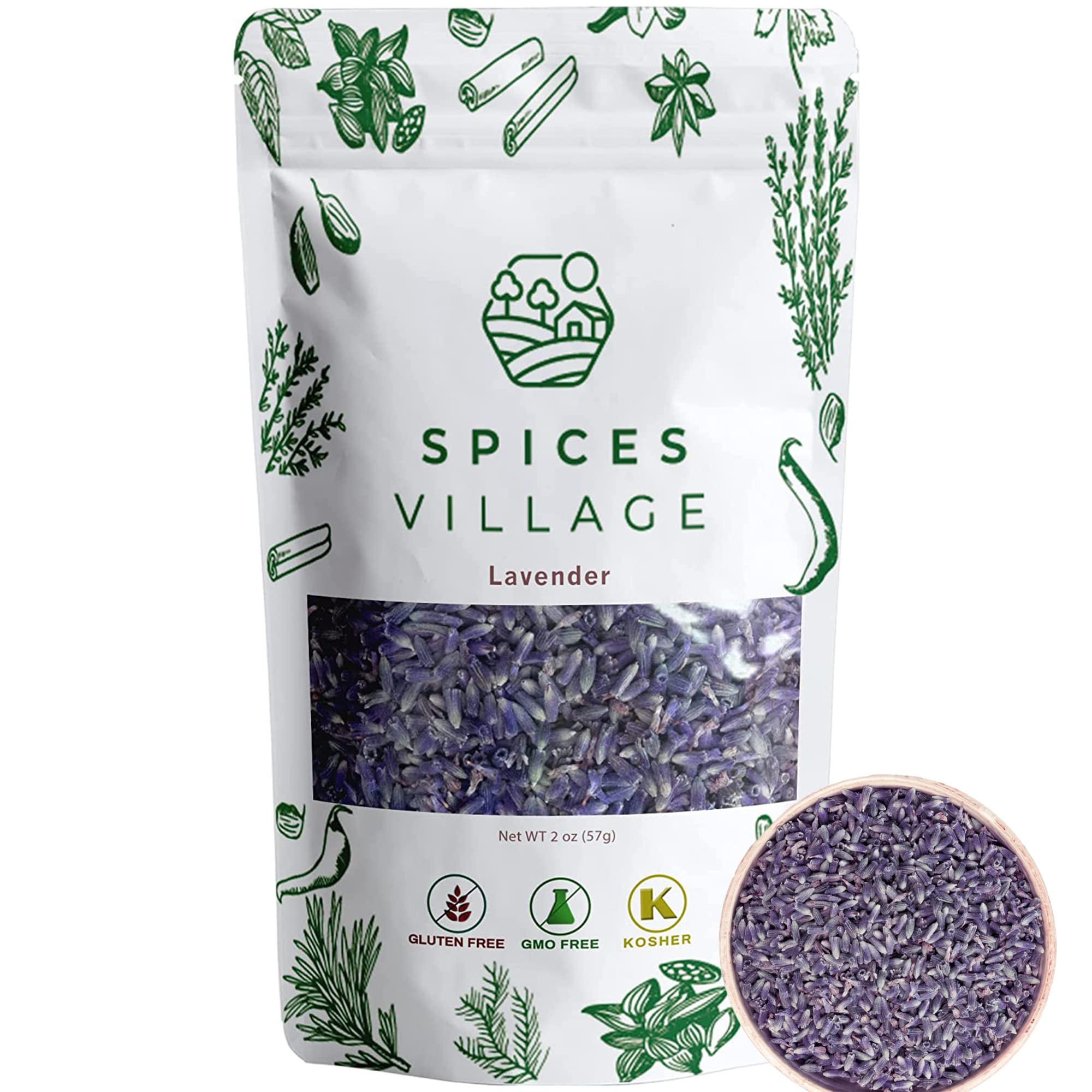 SPICES VILLAGE Lavender [ 2 oz ] Dried Lavender Buds, Natural Lavender ...