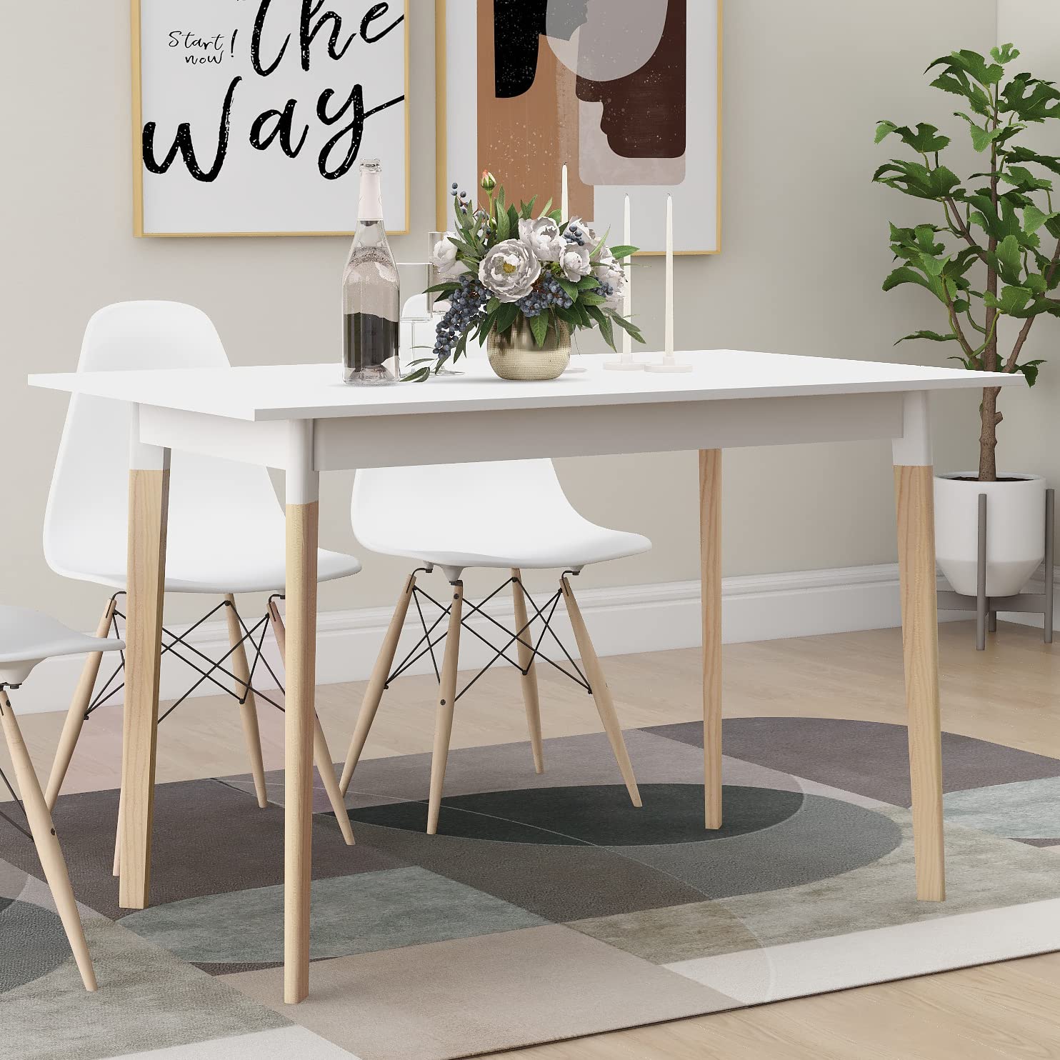 DESIGNSCAPE3D Modern Dining Table 47 Inch Kitchen Table Rectangle Top ...