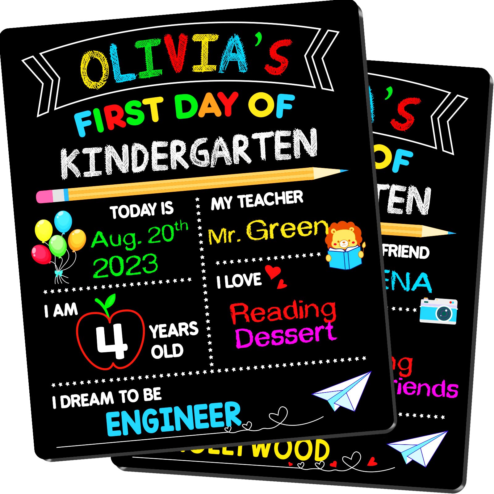 Jyusmile First Day of School Board, Back to School Sign, Double Sided ...