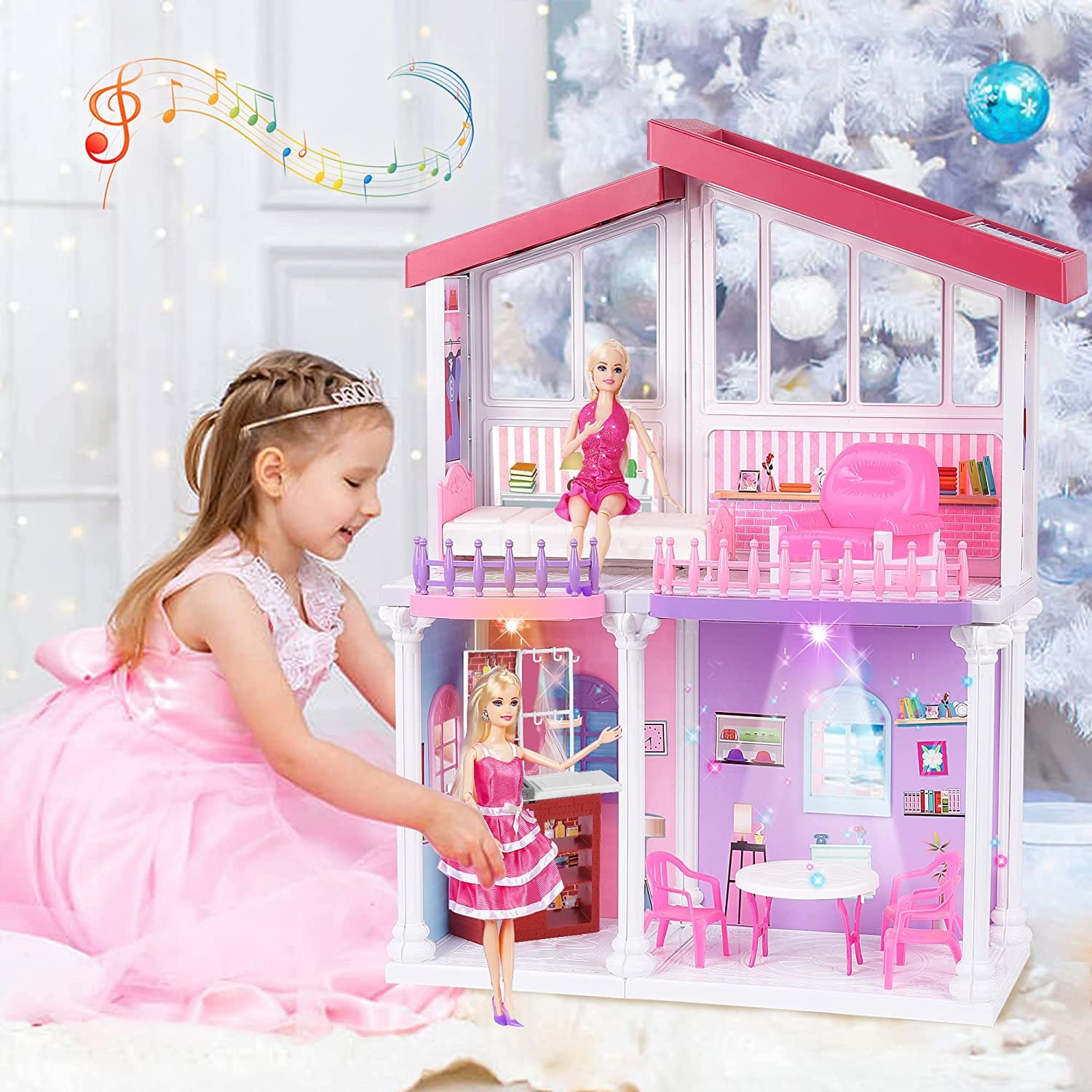 YELLOW RIVER Luxury Assembly Large Dollhouse with Furniture. 2.7x1.9x0 ...