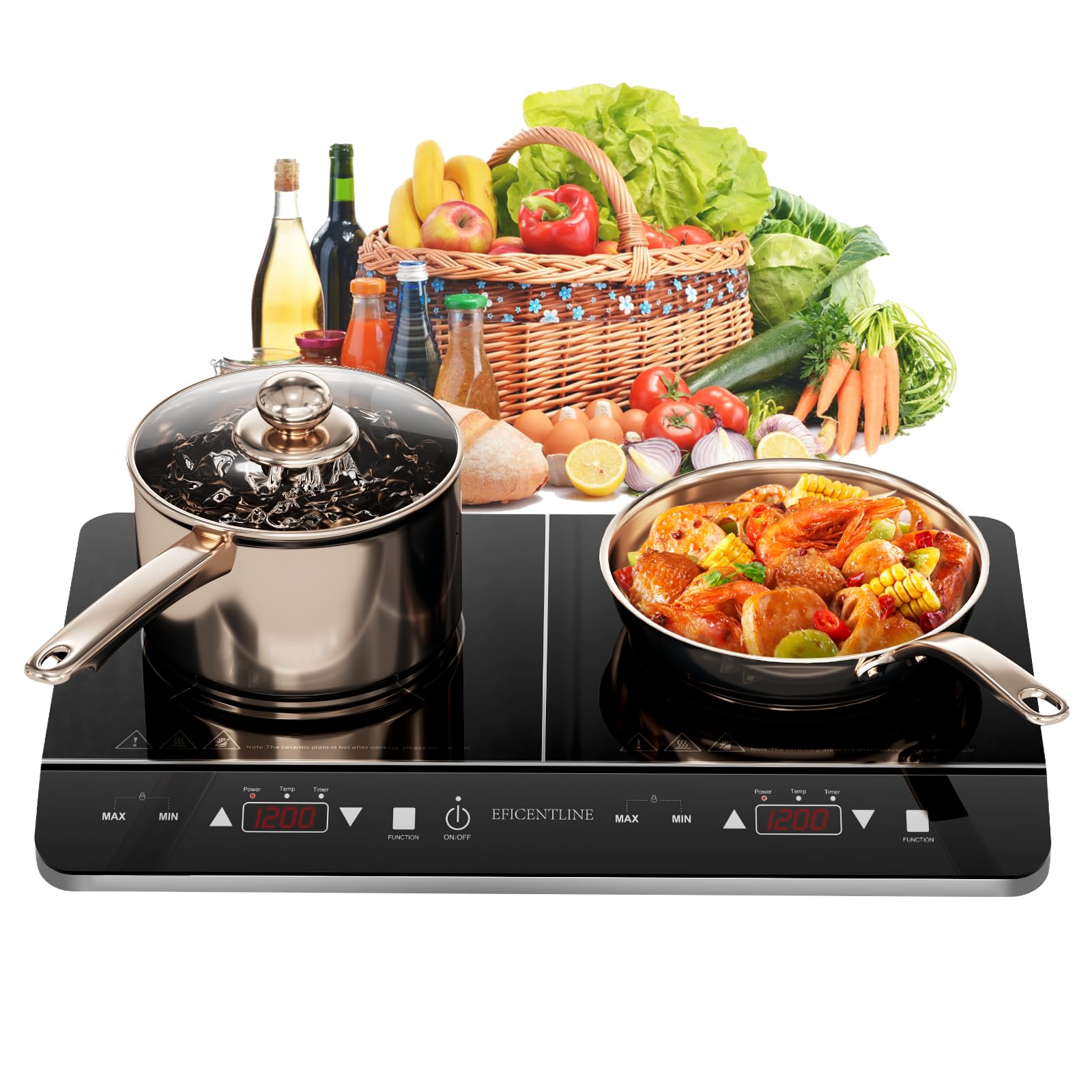 ELECTAKEY Double Induction Cooktop, 1800W Powerful Induction Burners ...