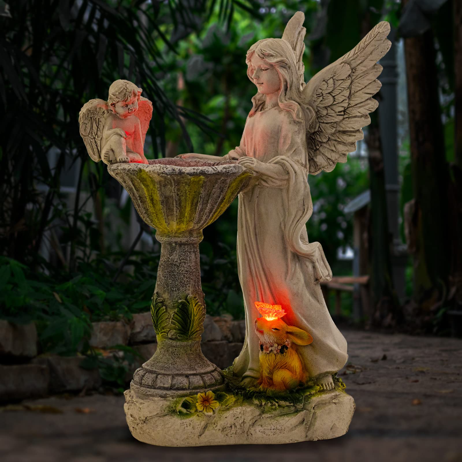 IOKUKI Solar Garden Statues-Angel Outdoor Statues with Color Changing ...