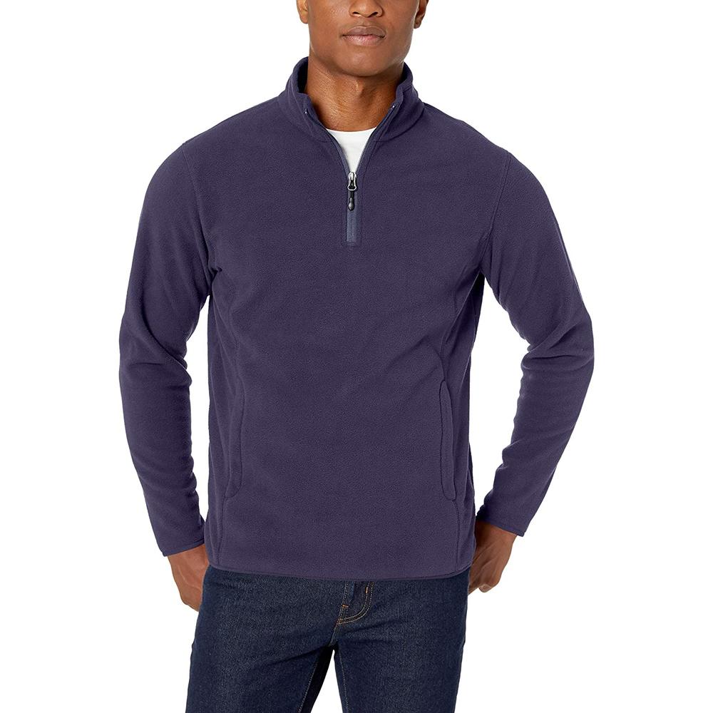 Amazon Essentials Essentials Mens Quarter Zip Polar Fleece Jacket Navy Medium