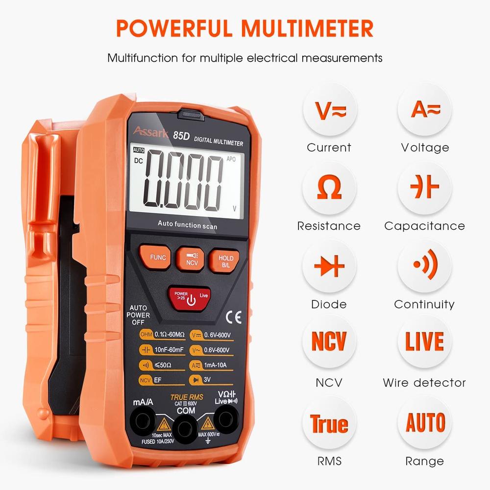 Generic Assark Multimeter 6000 Counts Trms Auto Ranging Digital Multimeter With Ncv Accurately
