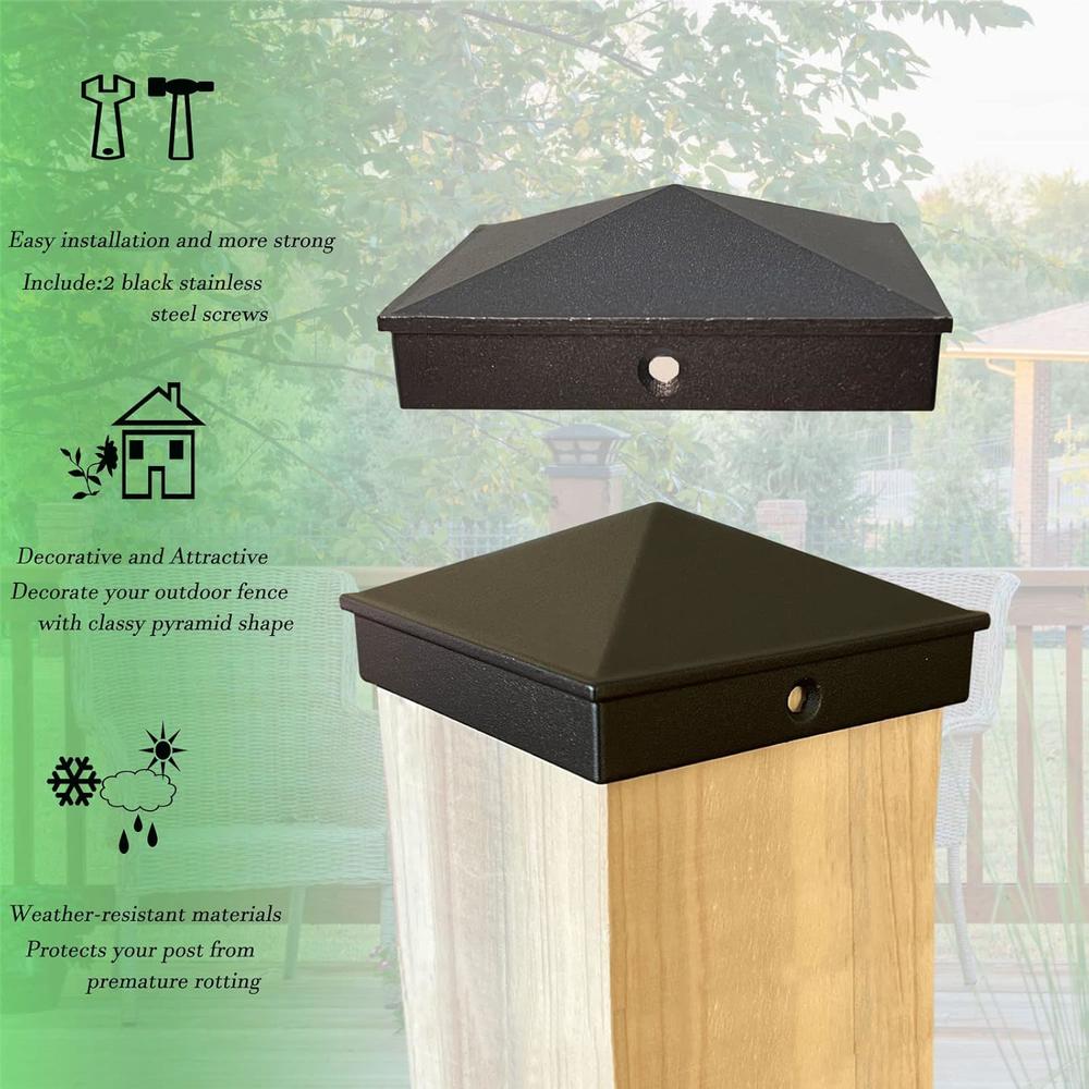 Xingni True 4x4 Fence Post Caps Black Aluminum Pyramid Deck Caps ONLY xingni-true-4x4-fence-post-caps-black-aluminum-pyramid-deck-caps-only