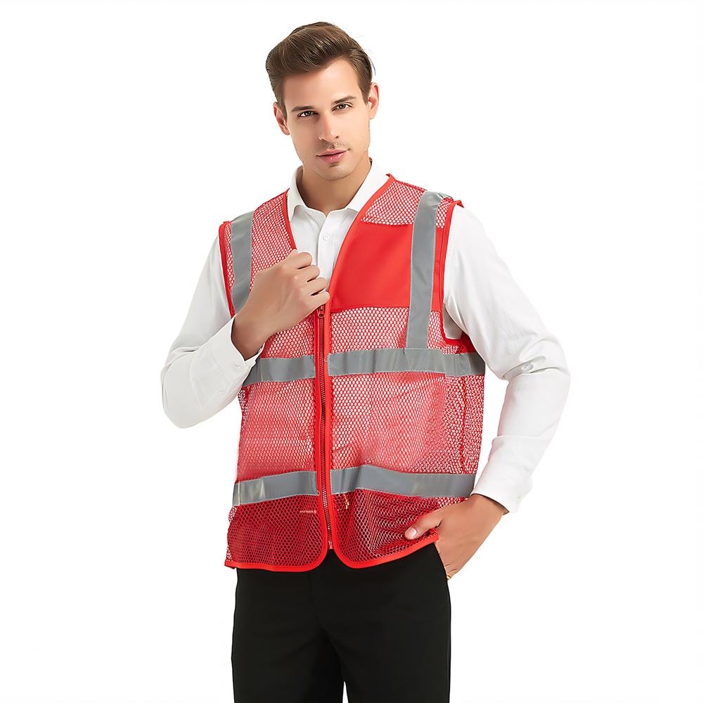 Gogo Unisex High Visibility Zipper Front Breathable Safety Vest Mesh