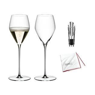 Riedel Veloce Champagne Wine Glasses Set Of 2 With Accessories