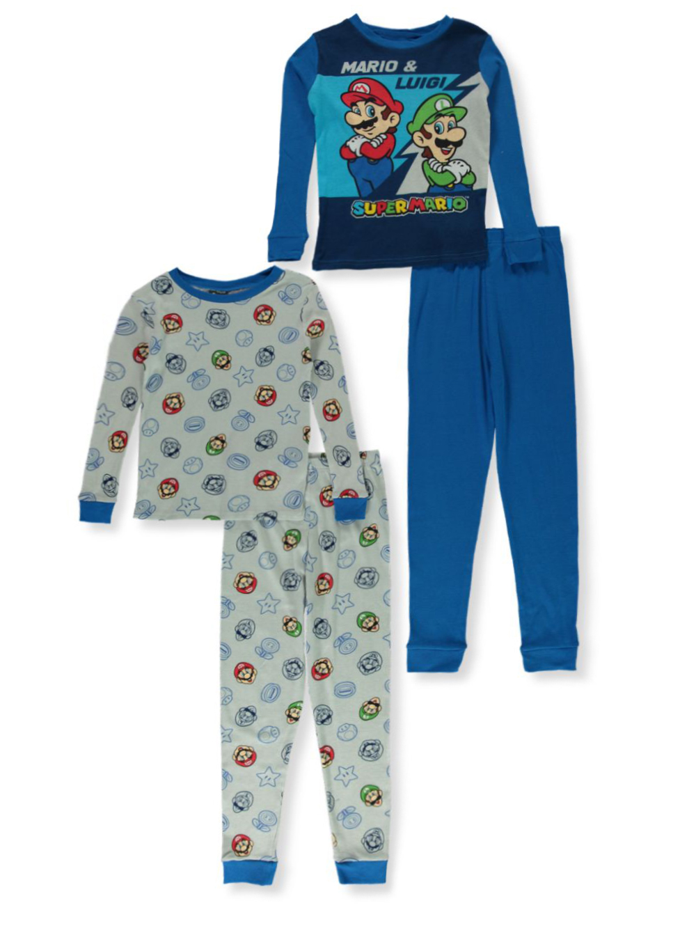 Nintendo Super Mario Bros. Boys' 4-Piece Mix-And-Match Pajamas Set