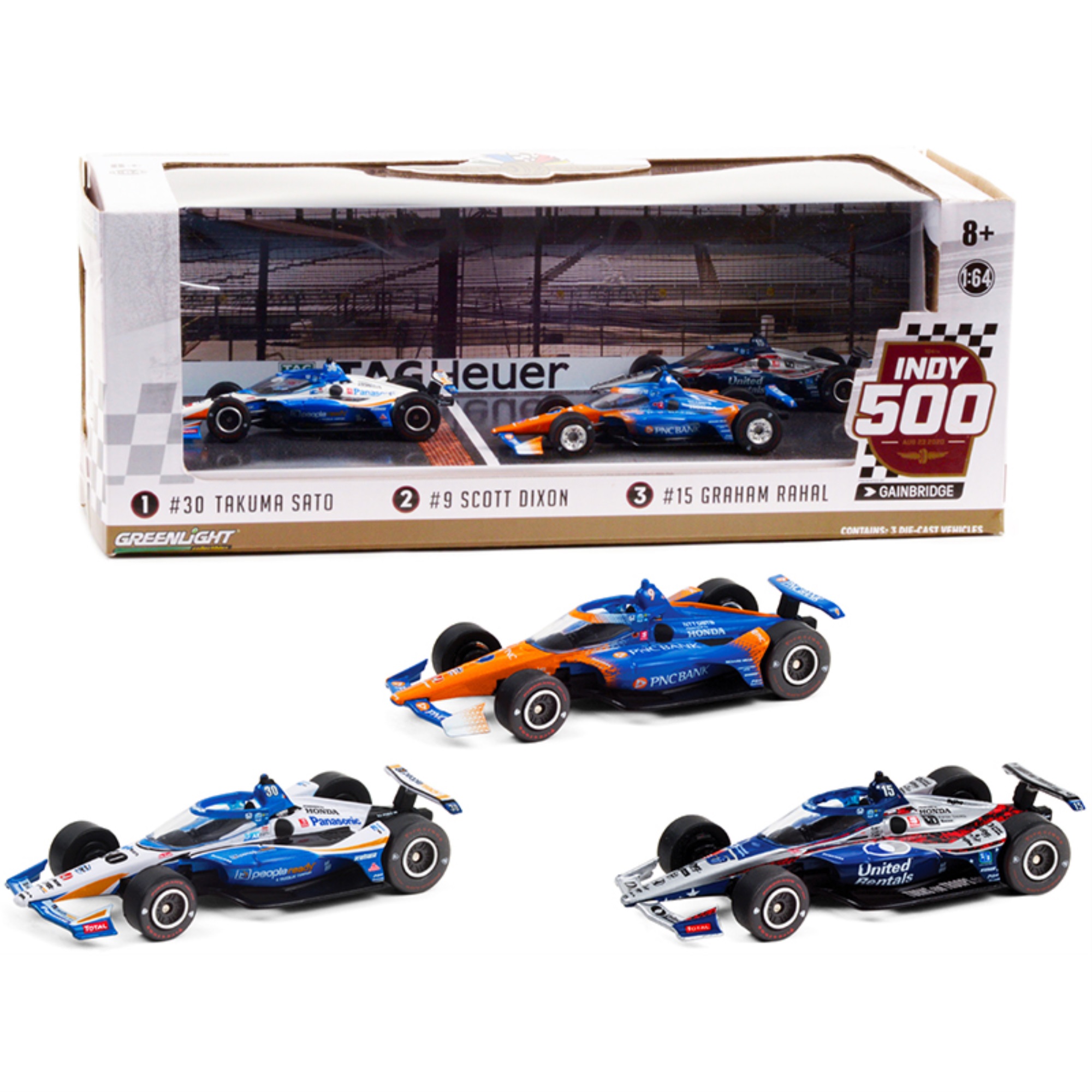 GreenLight 2020 Indianapolis 500 Podium Set of 3 IndyCars 1/64 Diecast ...