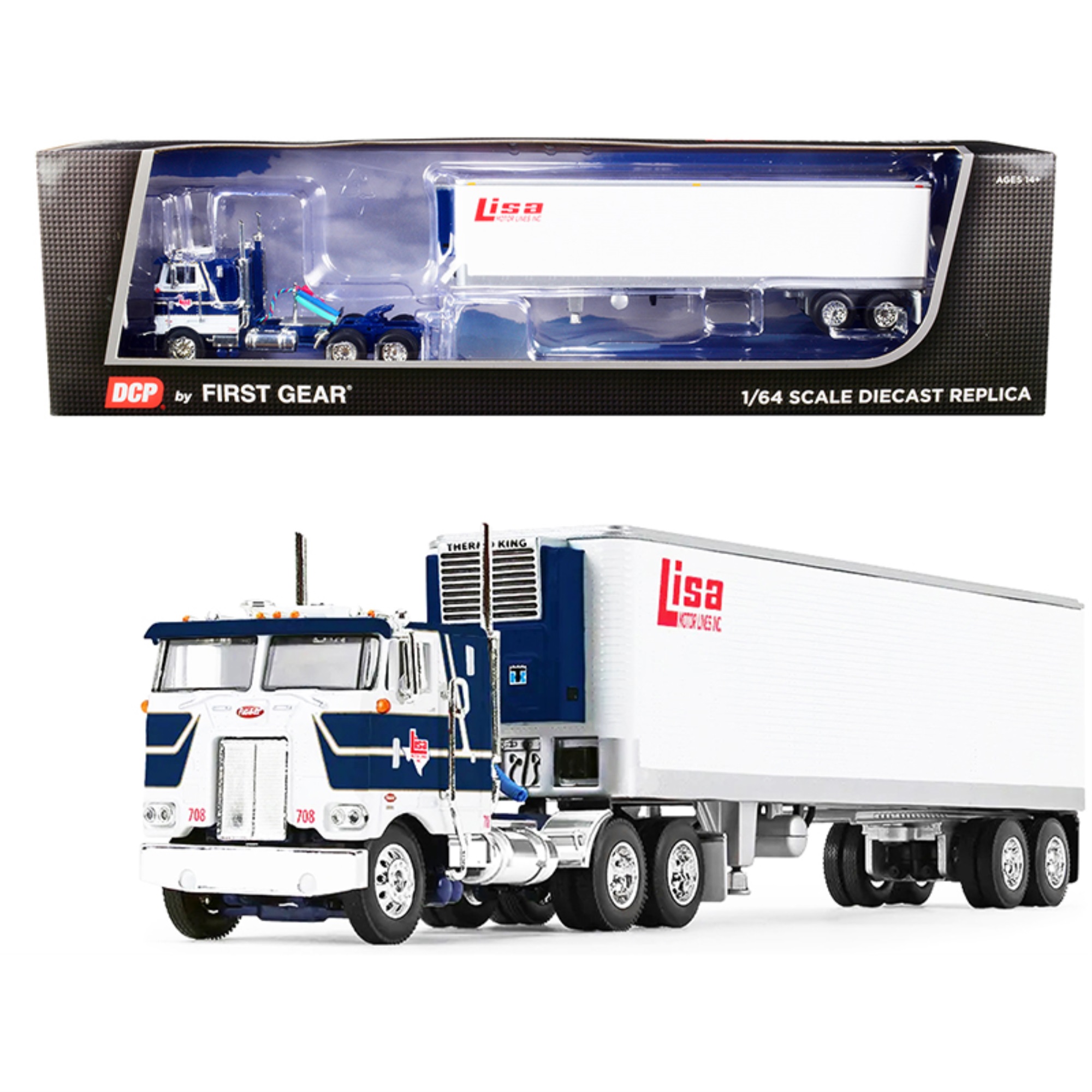 First Gear Peterbilt 352 COE 86\ Sleeper Cab with 40\' Vintage Reefer ...