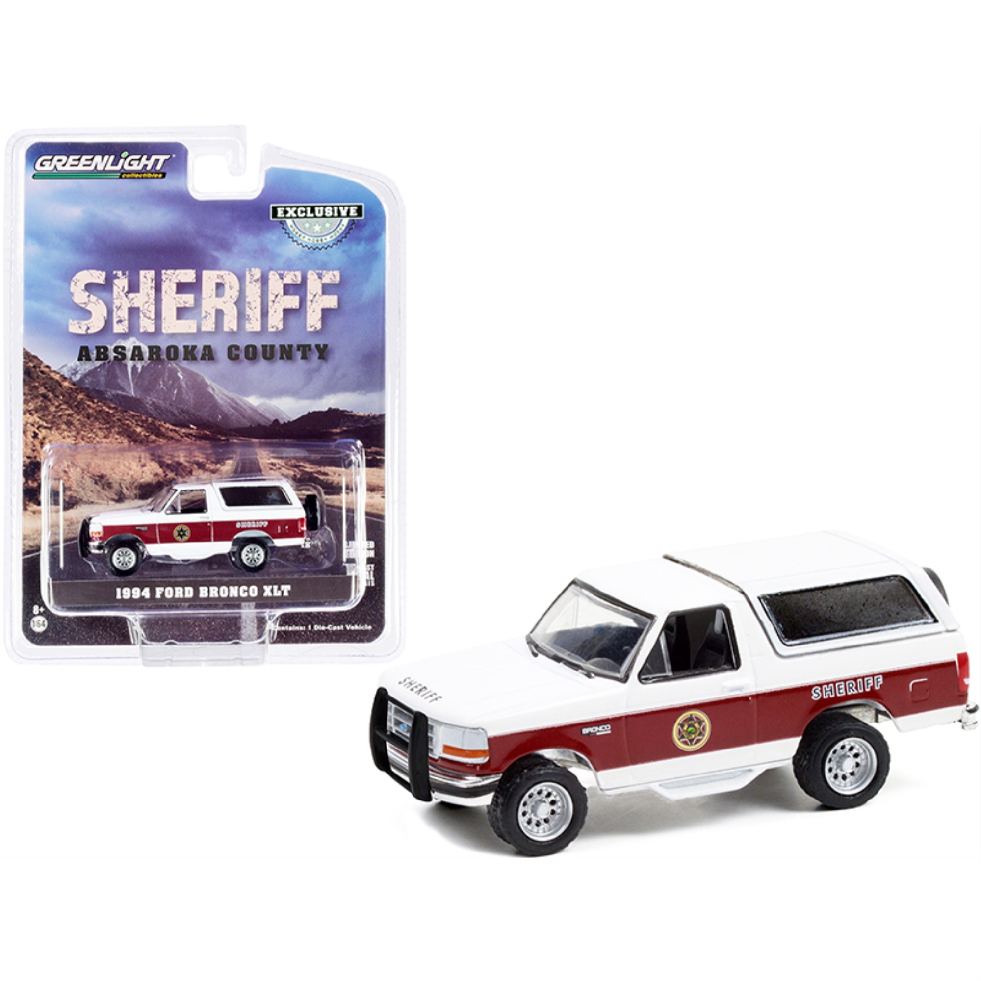 GreenLight 1994 Ford Bronco XLT White and Burgundy "Absaroka County ...