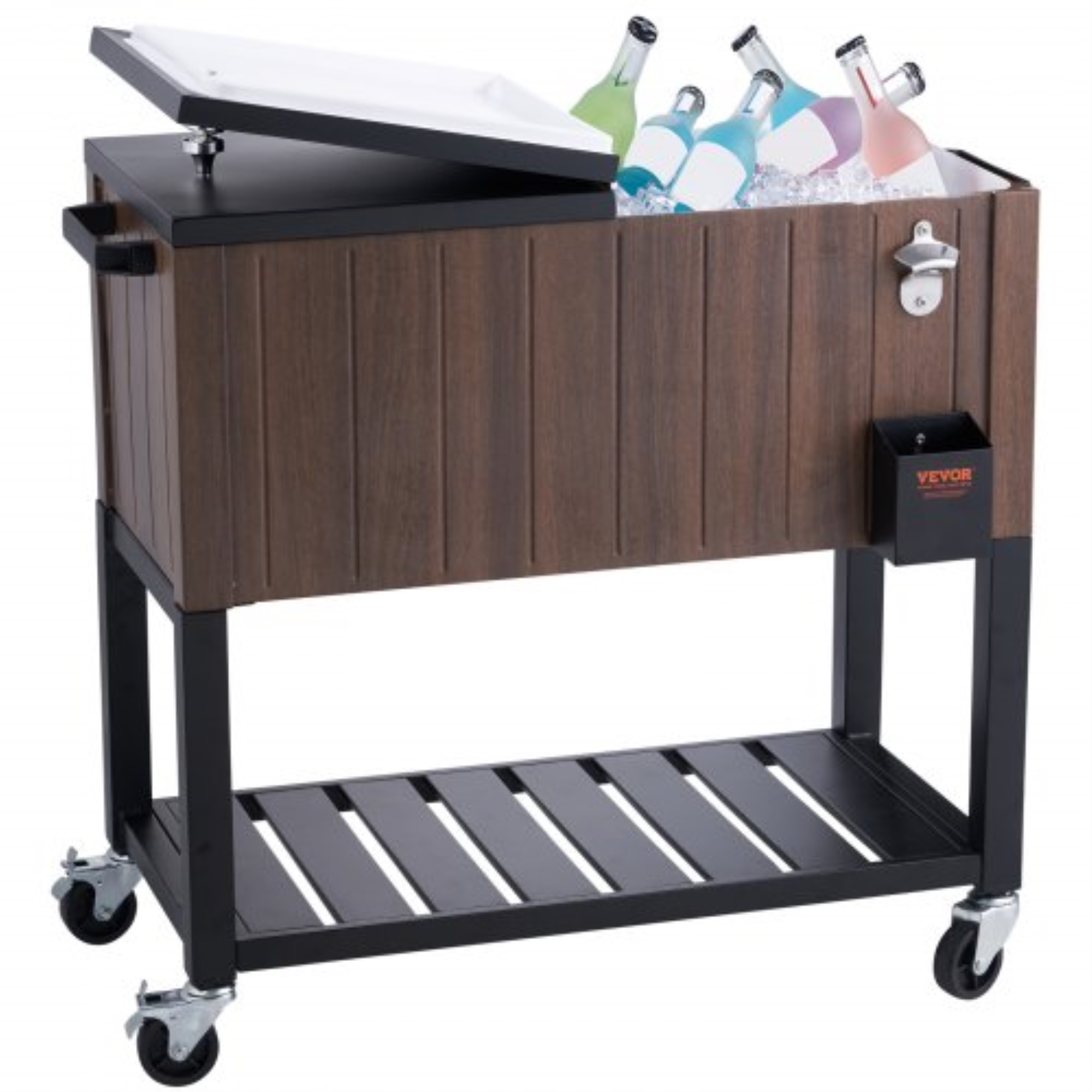 VEVOR Rolling Ice Chest Cooler Cart 80 Quart, Portable Bar Drink Cooler ...