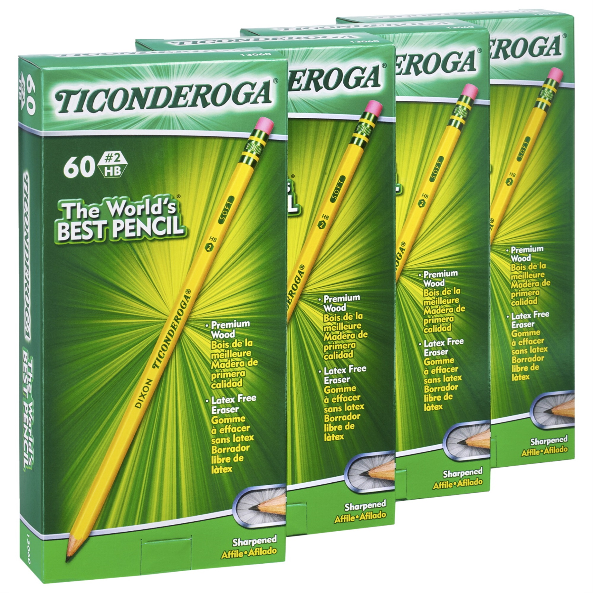 2020719 Ticonderoga Original Number 2 Pencils, Presharpened, Yellow ...