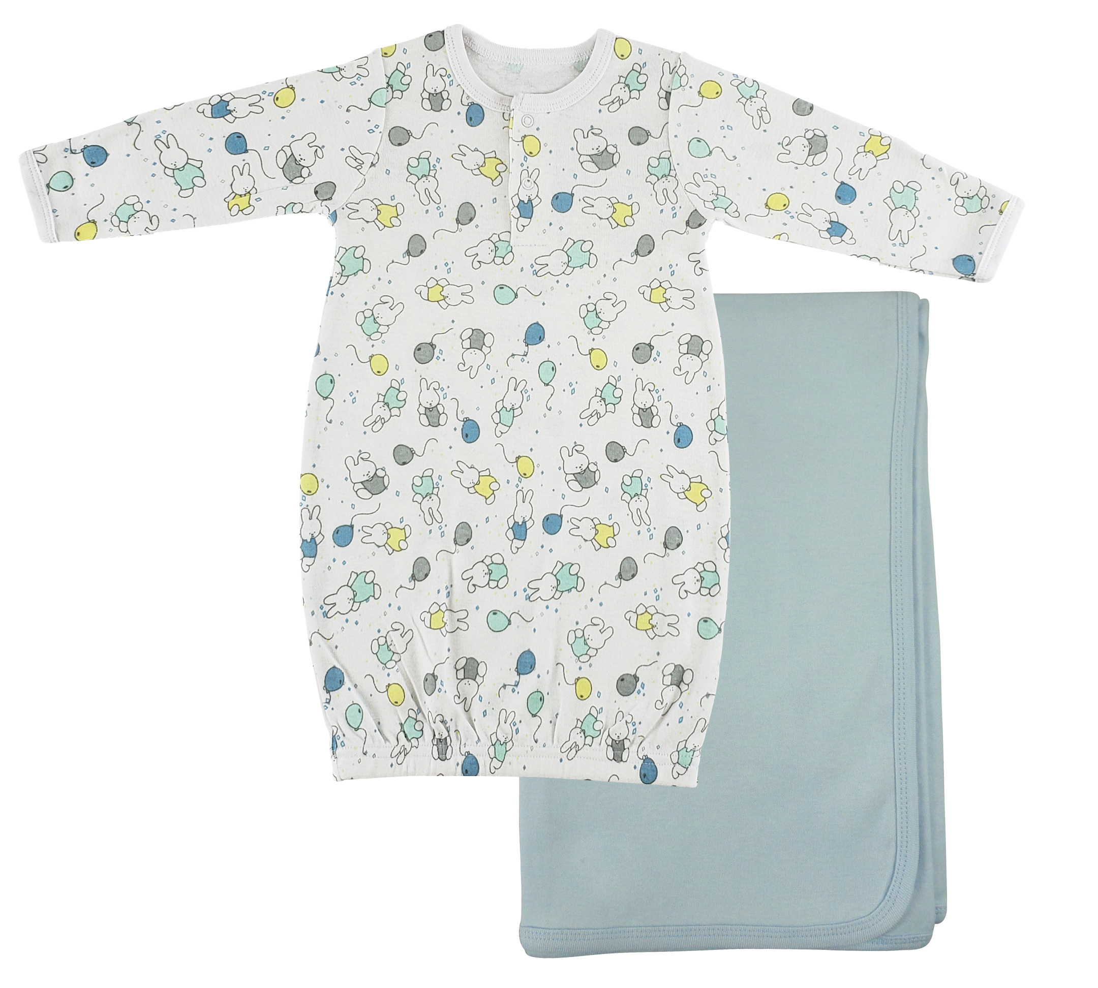 Bambini Print Infant Gown and Recieving Blanket - Newborn
