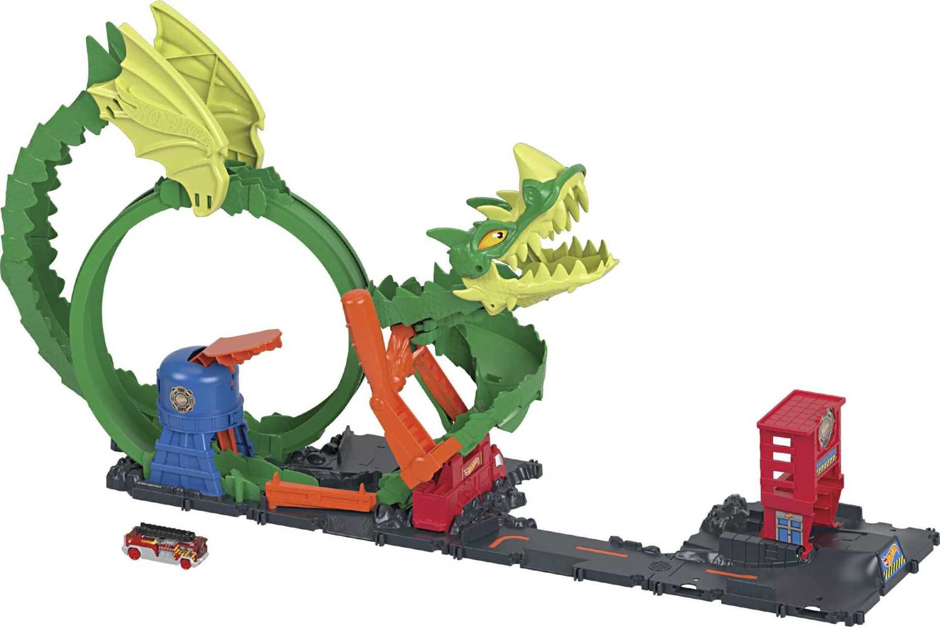 Hot Wheels city Dragon Drive Firefight Playset Defeat the Dragon with ...