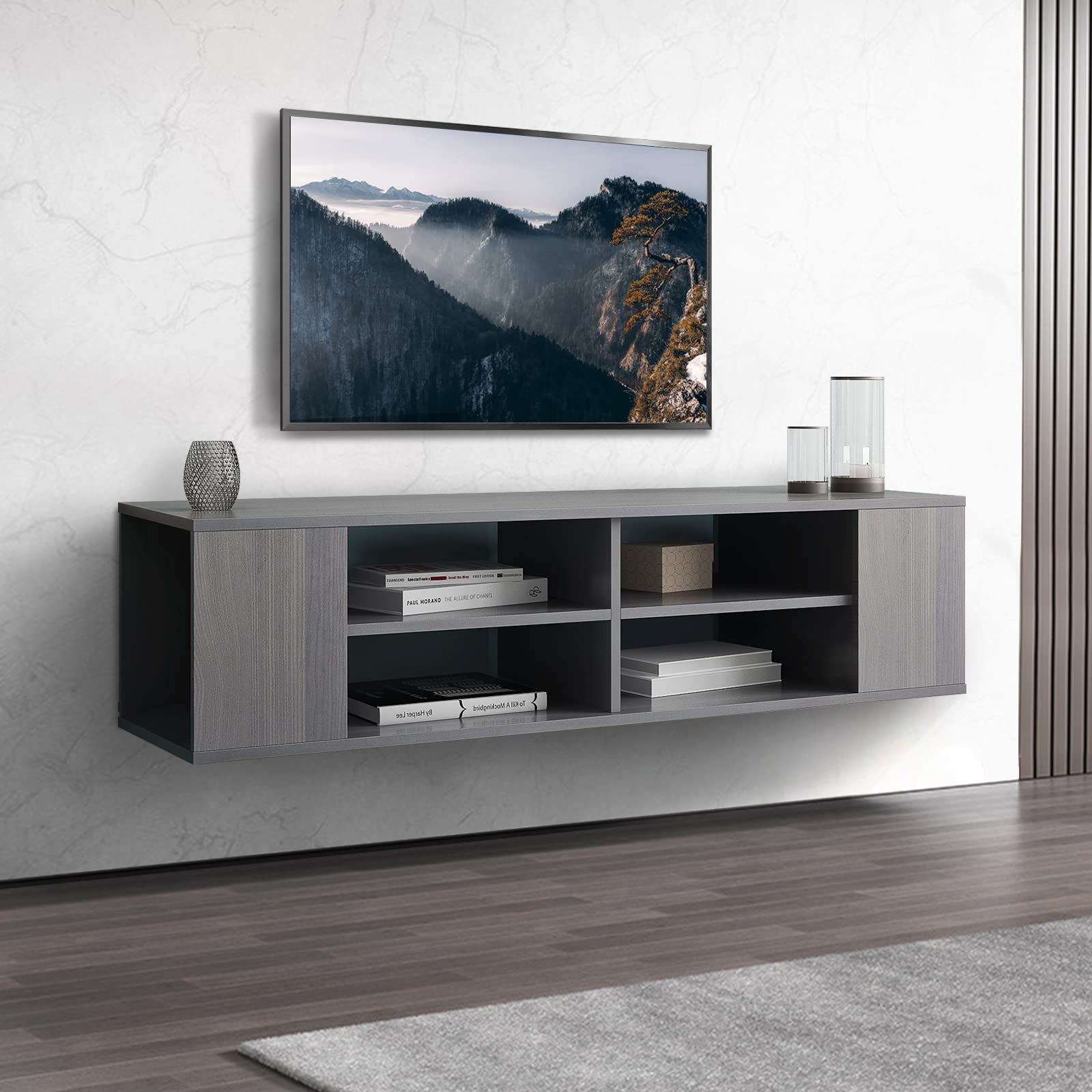 noskatu Floating TV Stand Wall Mount Entertainment center for TV up to ...