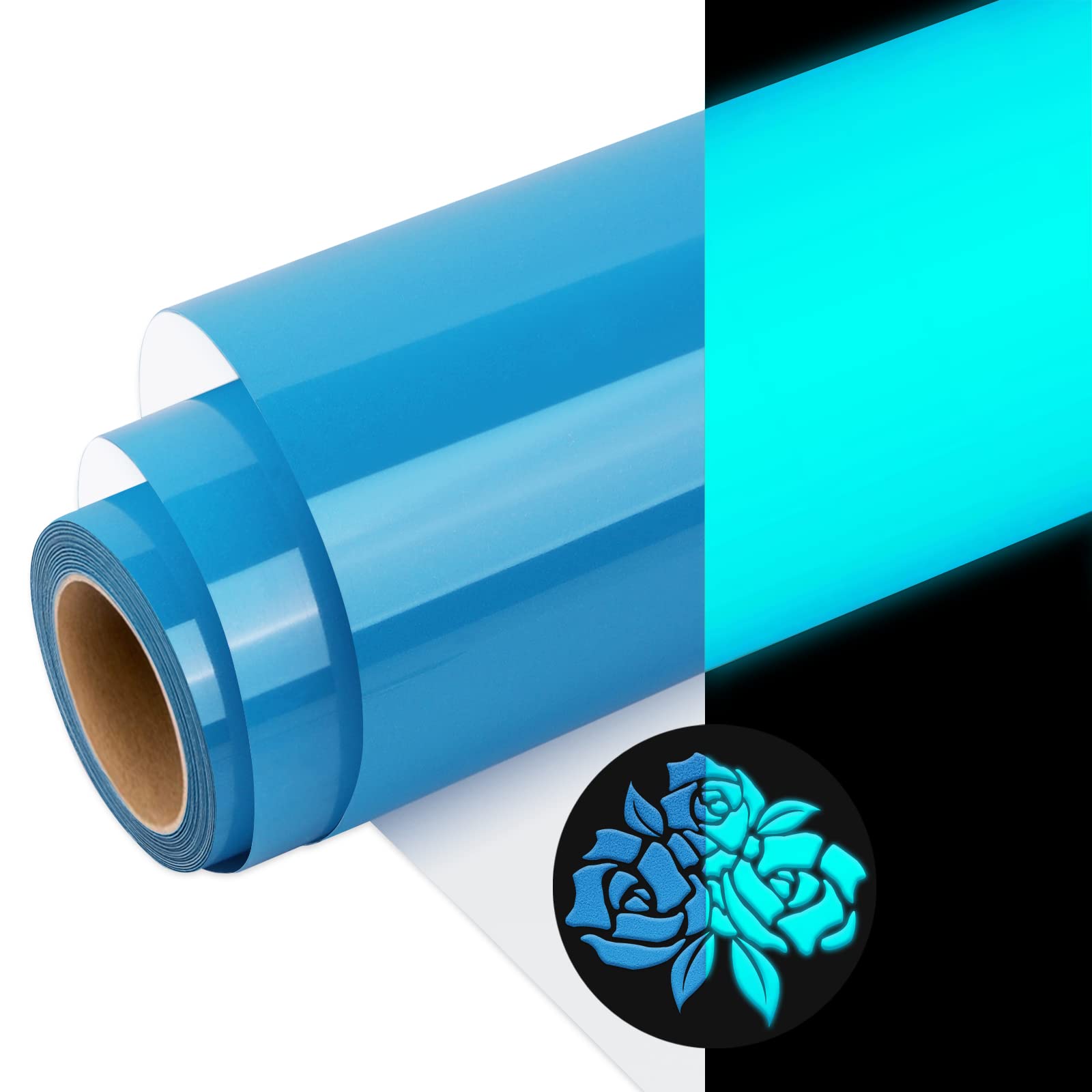 WRAPXPERT 3D Puff Heat Transfer Vinyl glow in The Dark Blue Luminous ...