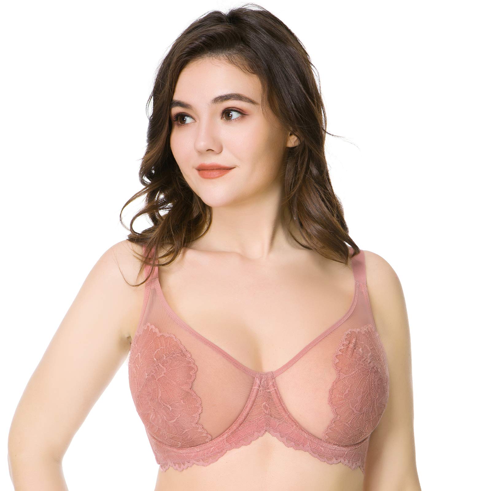 HSIA Womens Minimizer Bra Unlined Underwire Full Figure Lace Bra Plus Size Full coverage ...