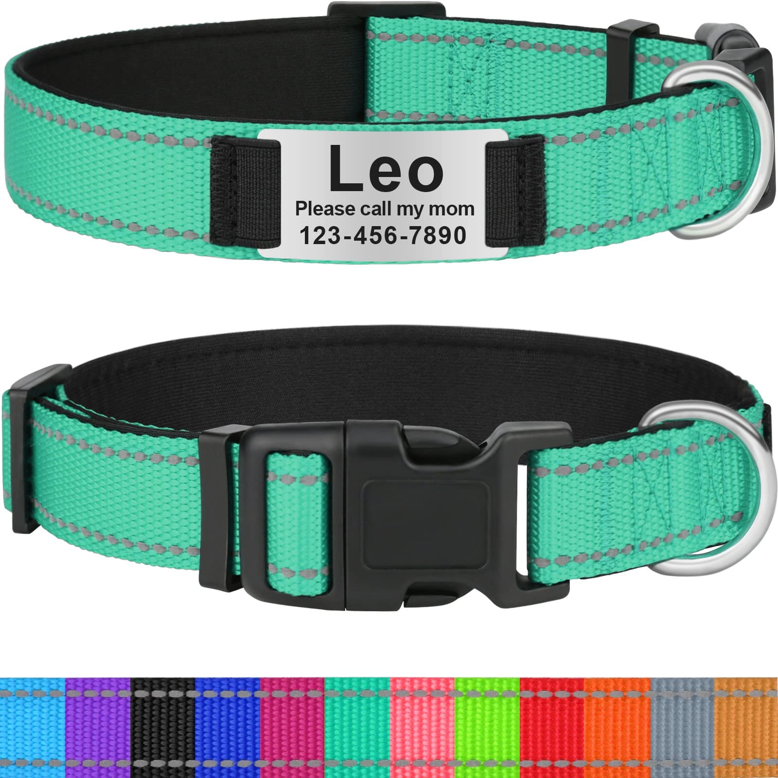 Taglory Personalized Dog collars for Puppy Dogs, custom Reflective Dog ...