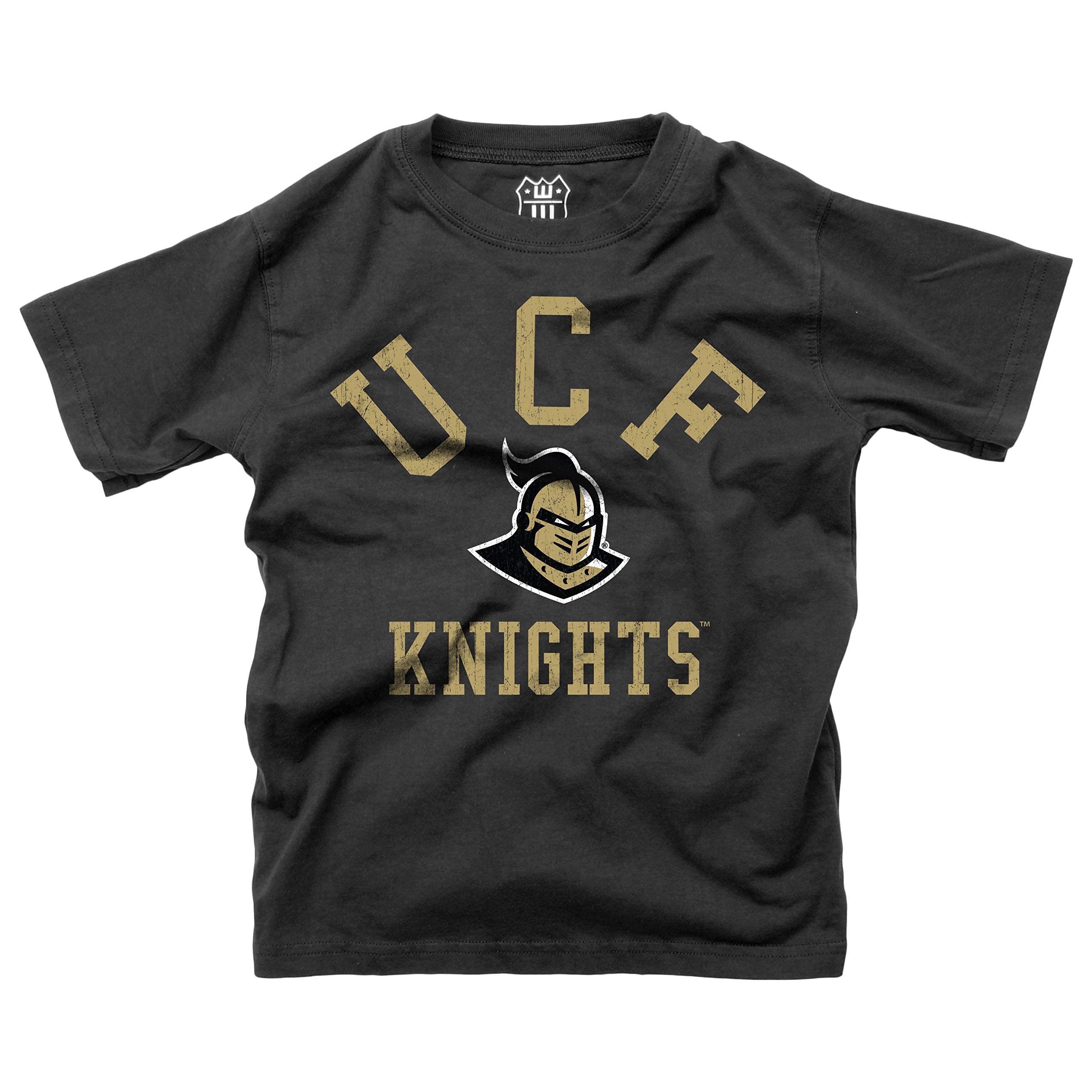 Wes and Willy NcAA Kids SS Organic cotton Tee Shirt, UcF Knights, Black, 7