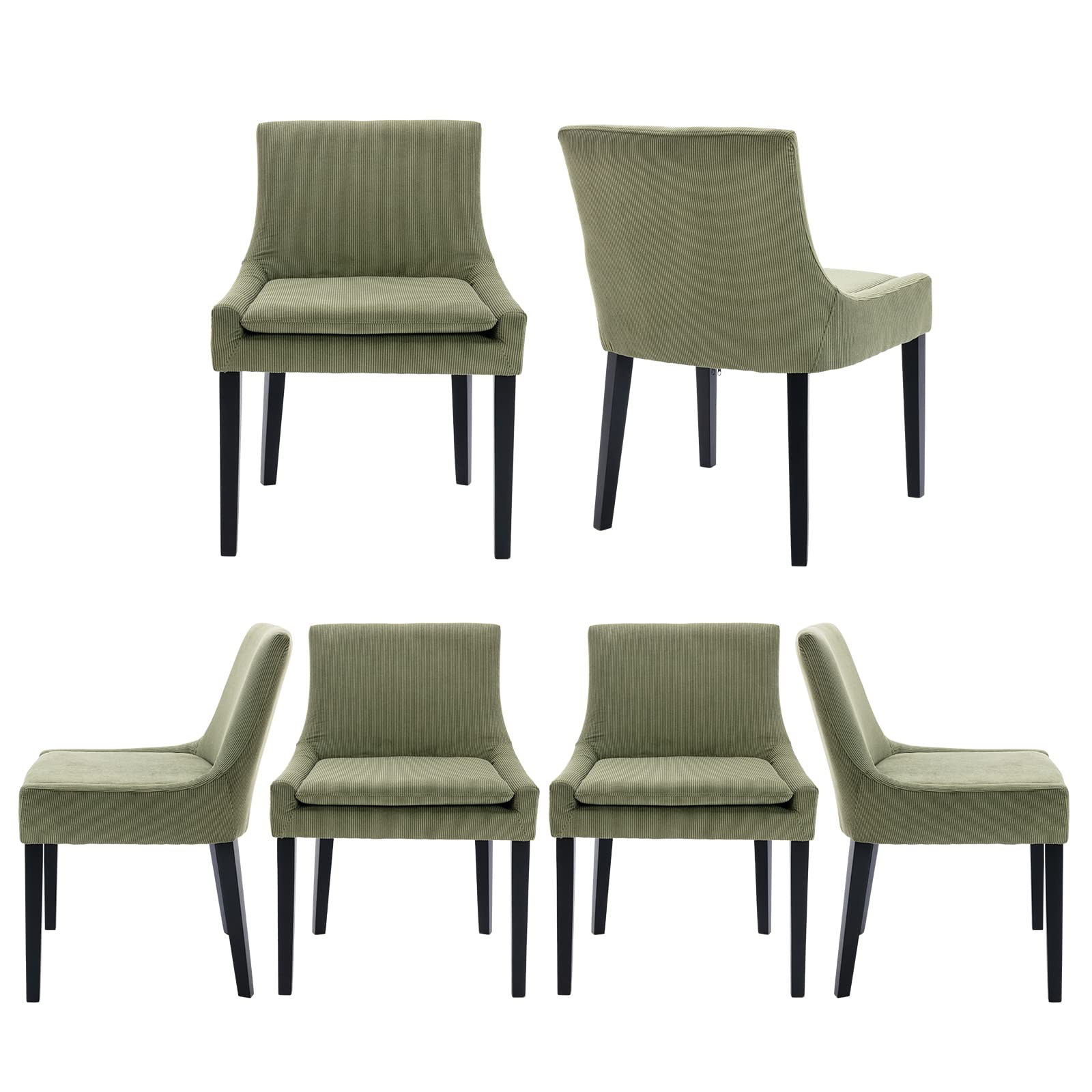 COLAMY Modern Dining Chairs Set of 6, Upholstered Corduroy Accent Side ...