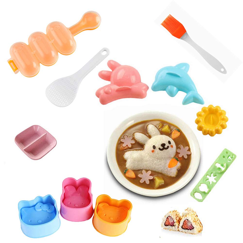 GutView Rice Molds,11 Pack-Rice Ball Mold Set cute DIY Sushi Bento Nori ...