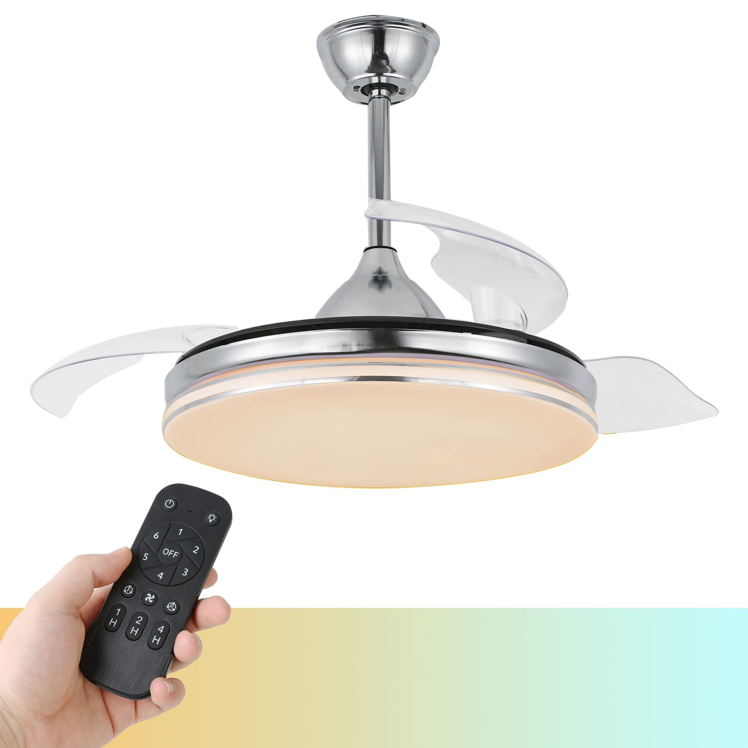 Bella Depot 42-Inch Retractable ceiling Fan with 6-Speed, LED Light ...