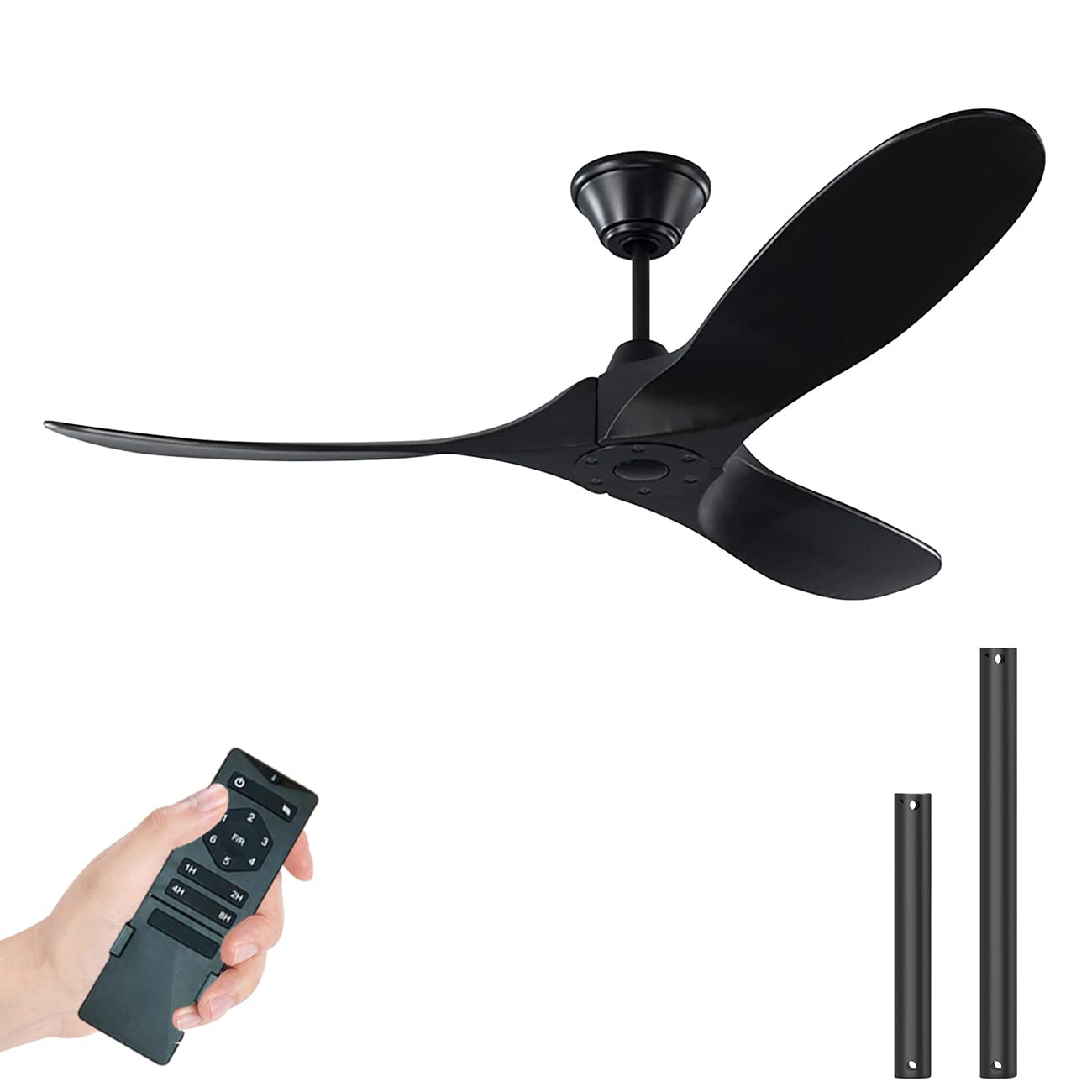 YZEENM 60 Inch Black ceiling Fan with Remote, 6 Speed Inverter Silent ...