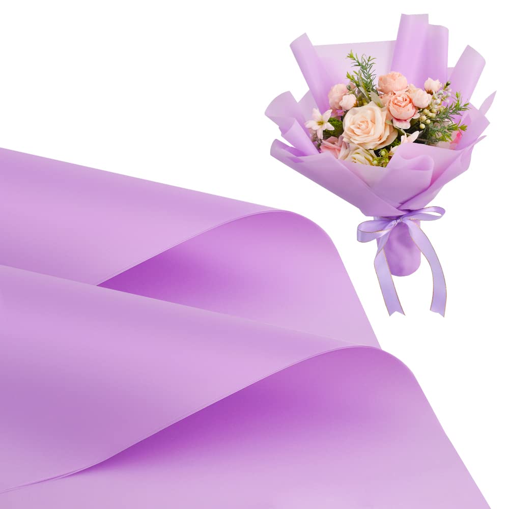 BEISHIDA 20 PcS Purple Floral Wrap Matte Floral Wrapping Paper Flower ...