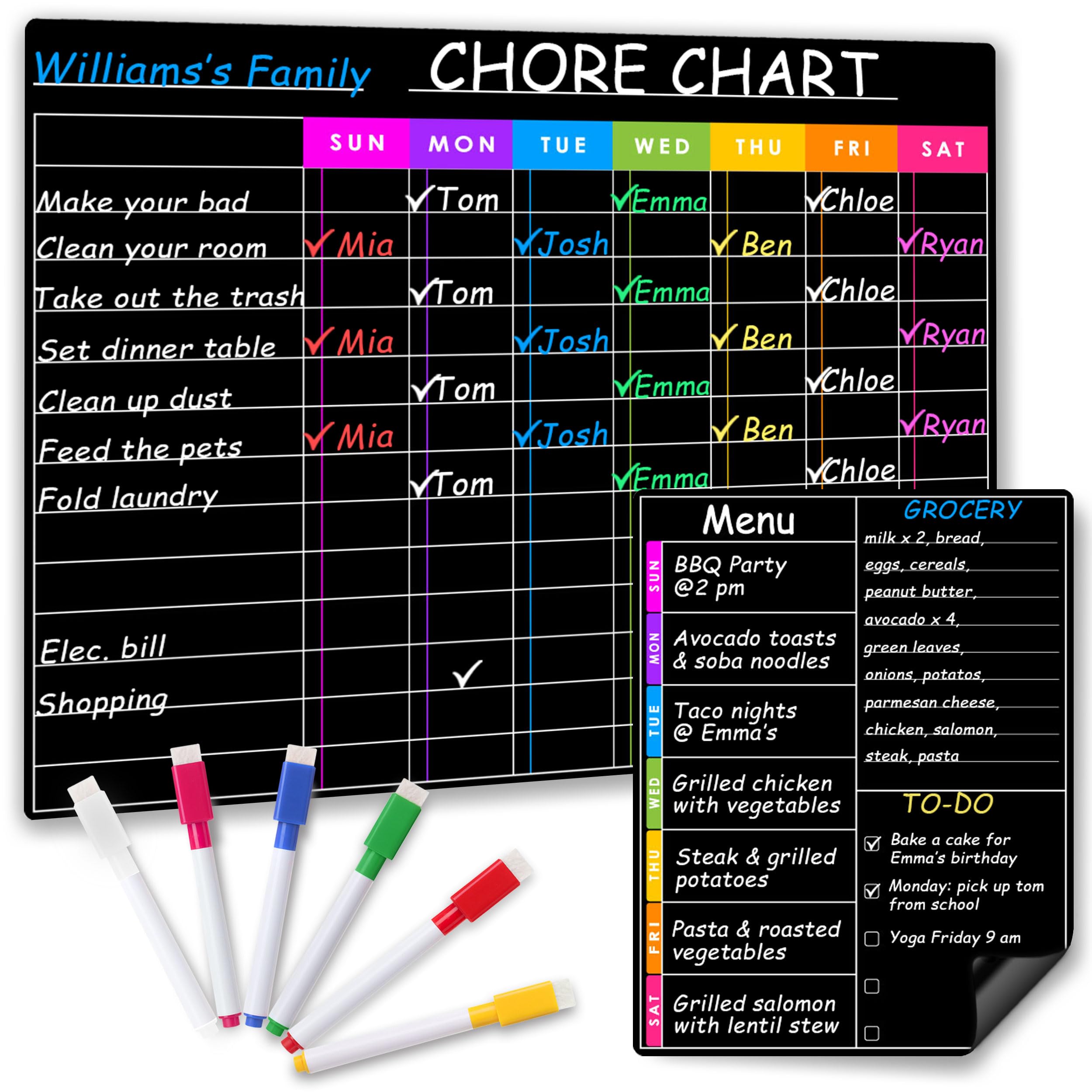 MODERNEAT Blackboard Chore Chart Set Reward Chores Chart for Multiple ...