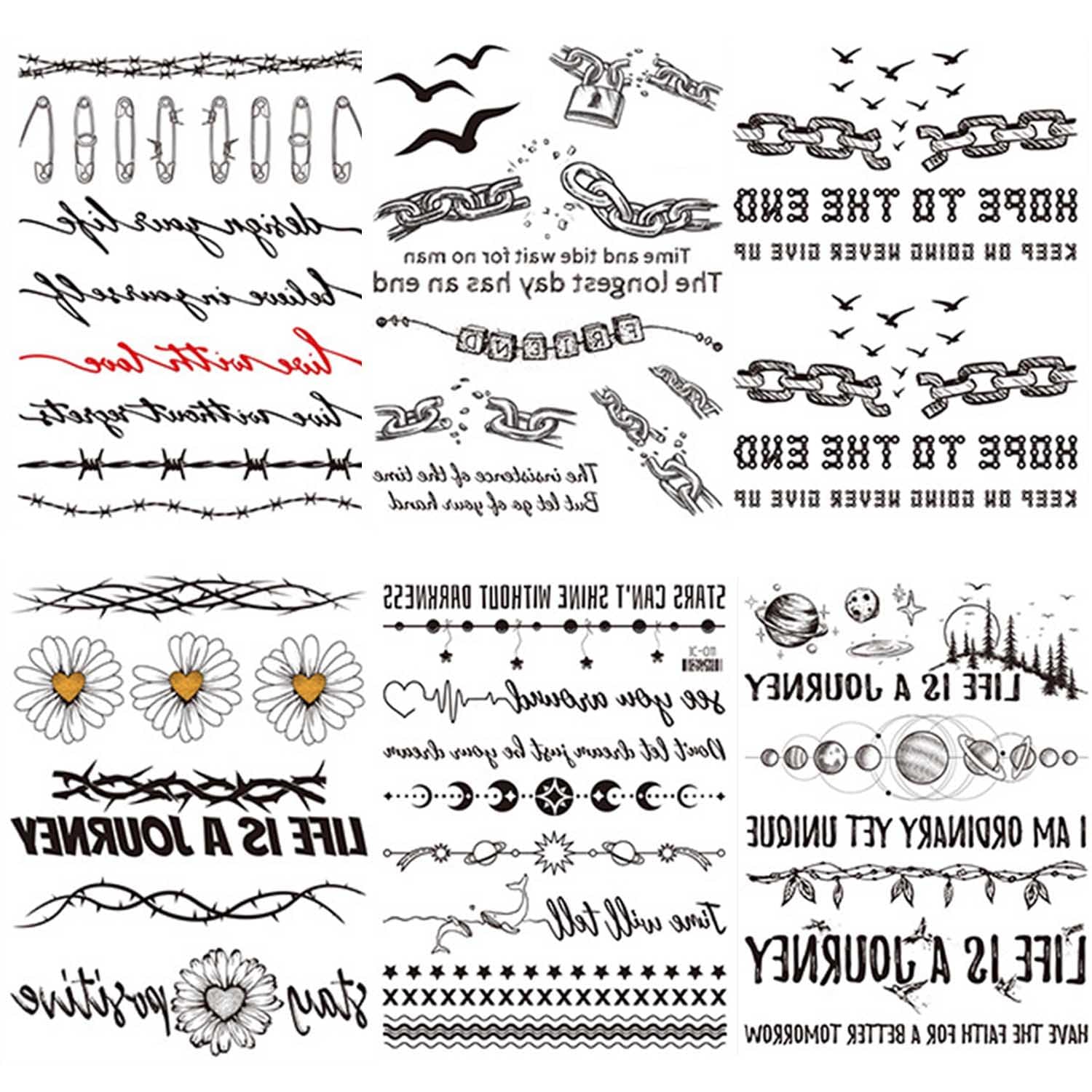 Leoars English Tattoos 6Sheet Barbed Wire Temporary Face Tattoos ...