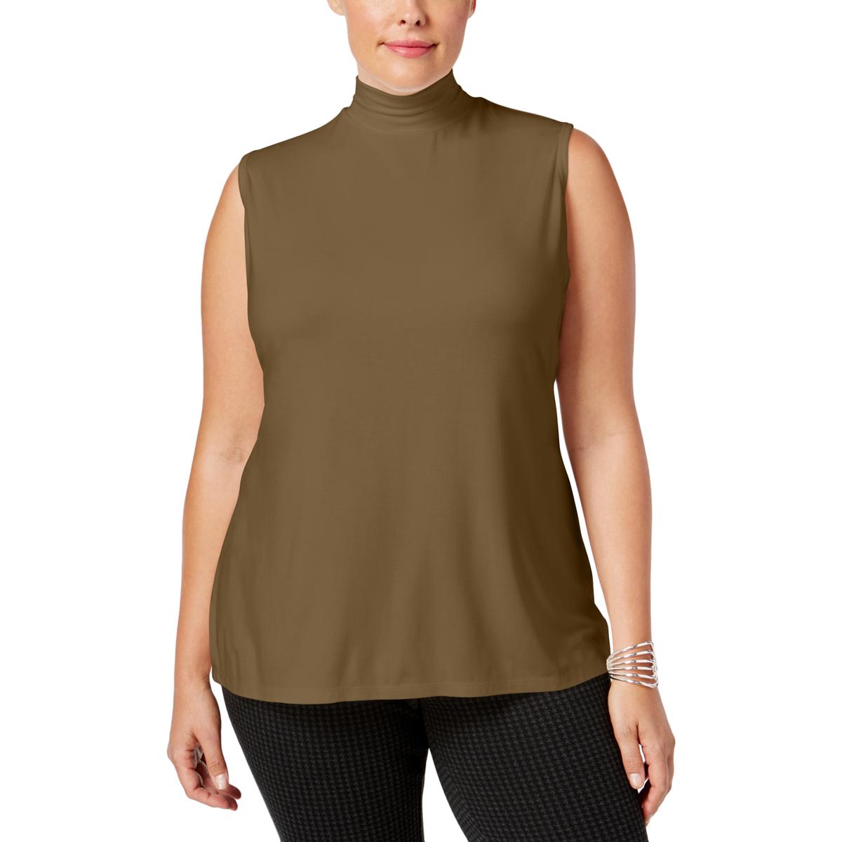 Charter Club Plus Womens Mock Neck Sleeveless Tank Top