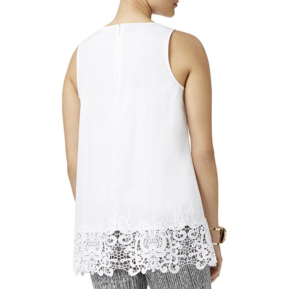 Alfani Womens Lace Hem Sleeveless Blouse